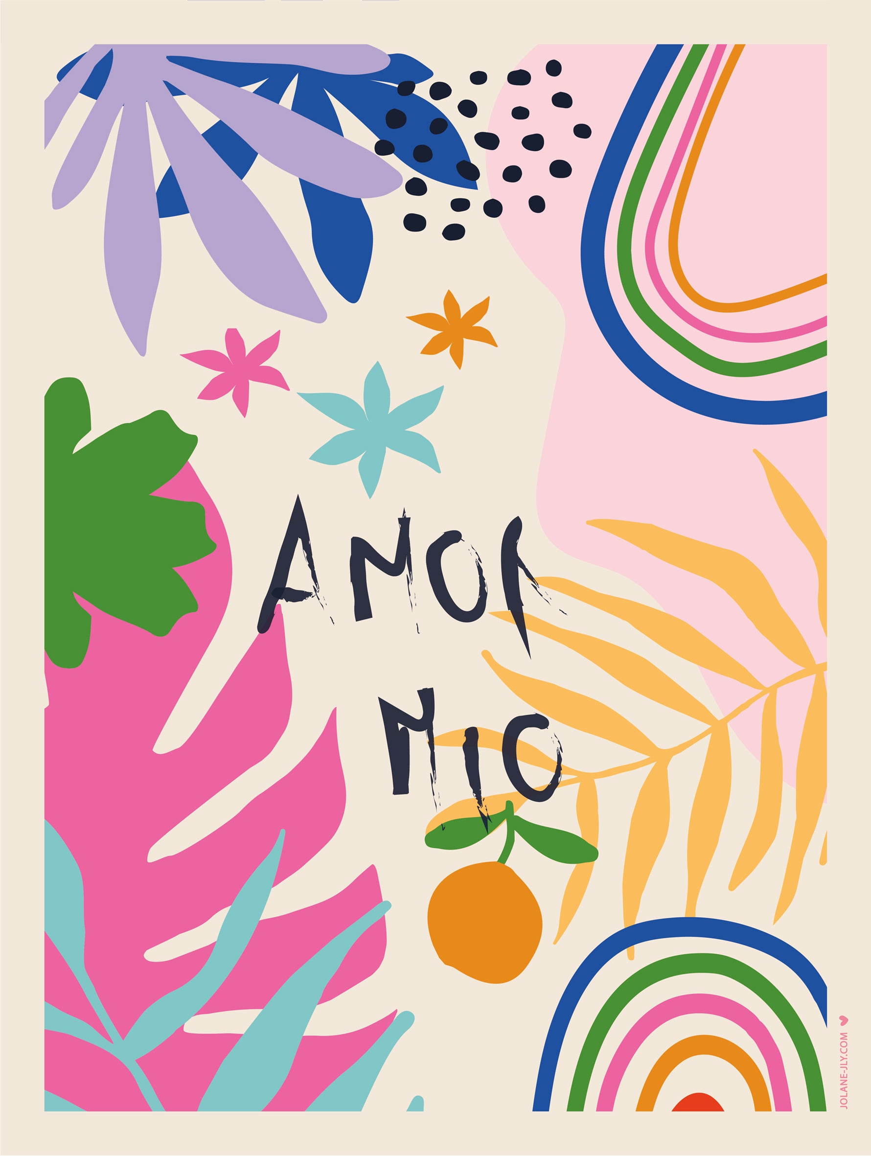 Affiche JOLANE AMOR MIO , rose BLUE ART l.40 x H.30 cm | Leroy Merlin