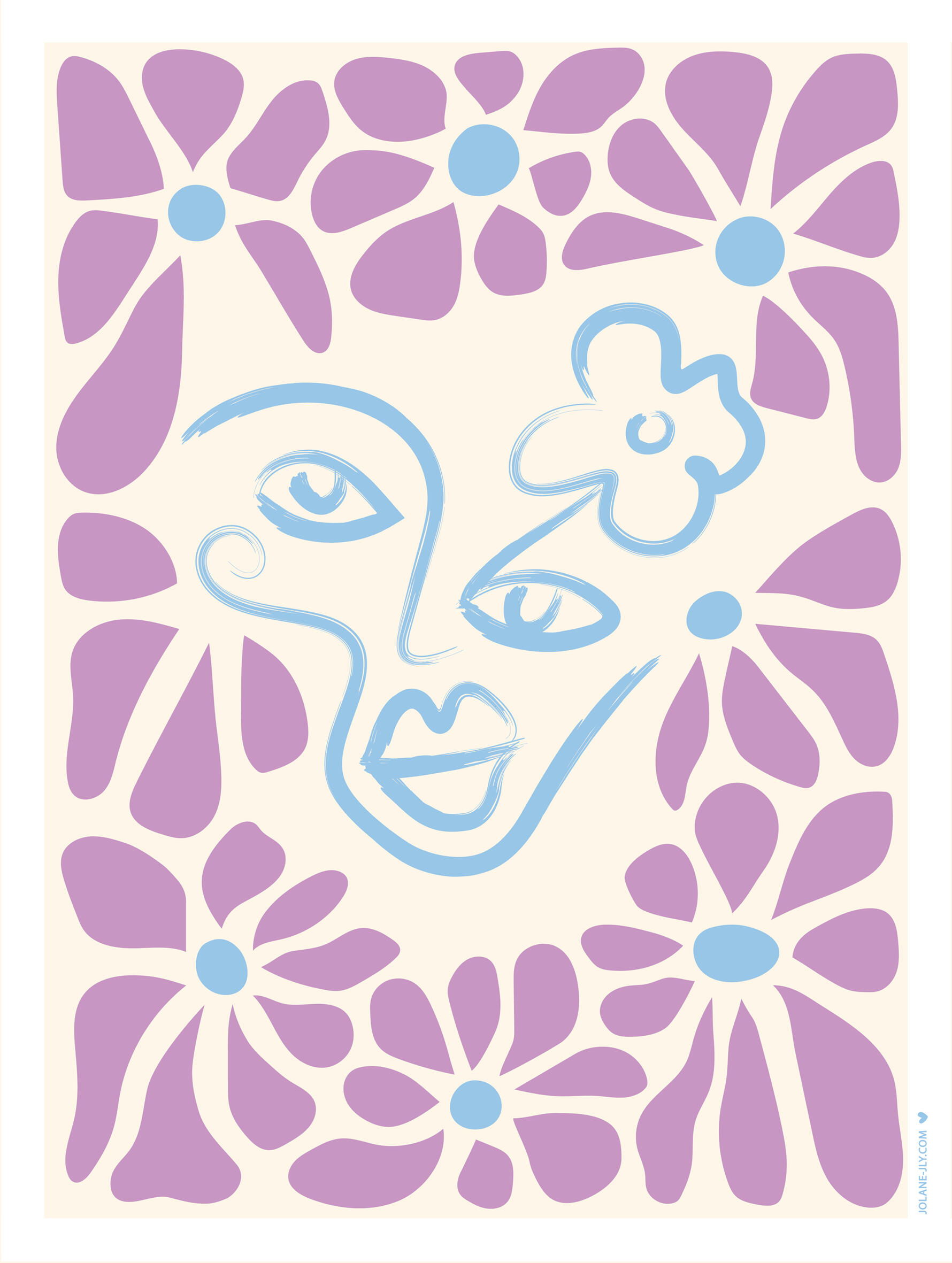 Affiche JOLANE VISAGE , violet BLUE ART l.50 x H.40 cm | Leroy Merlin