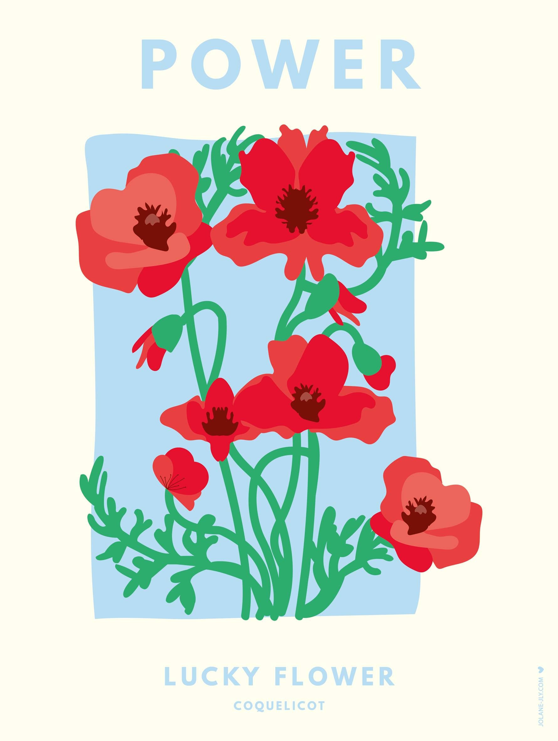 Affiche JOLANE COQUELICOT , rouge BLUE ART l.40 x H.30 cm | Leroy Merlin