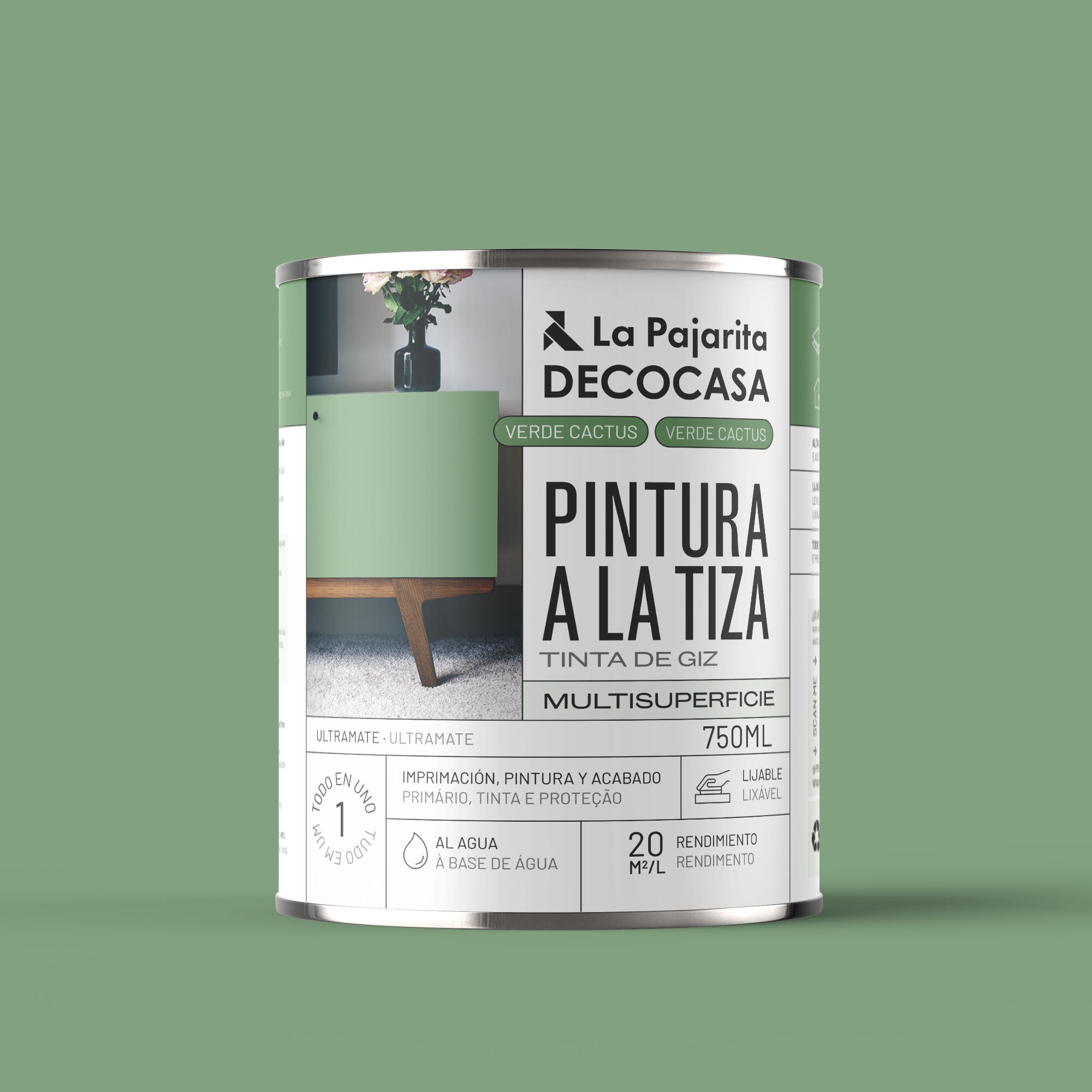 Pintura a la tiza LA PAJARITA 750ml verde cactus | Leroy Merlin