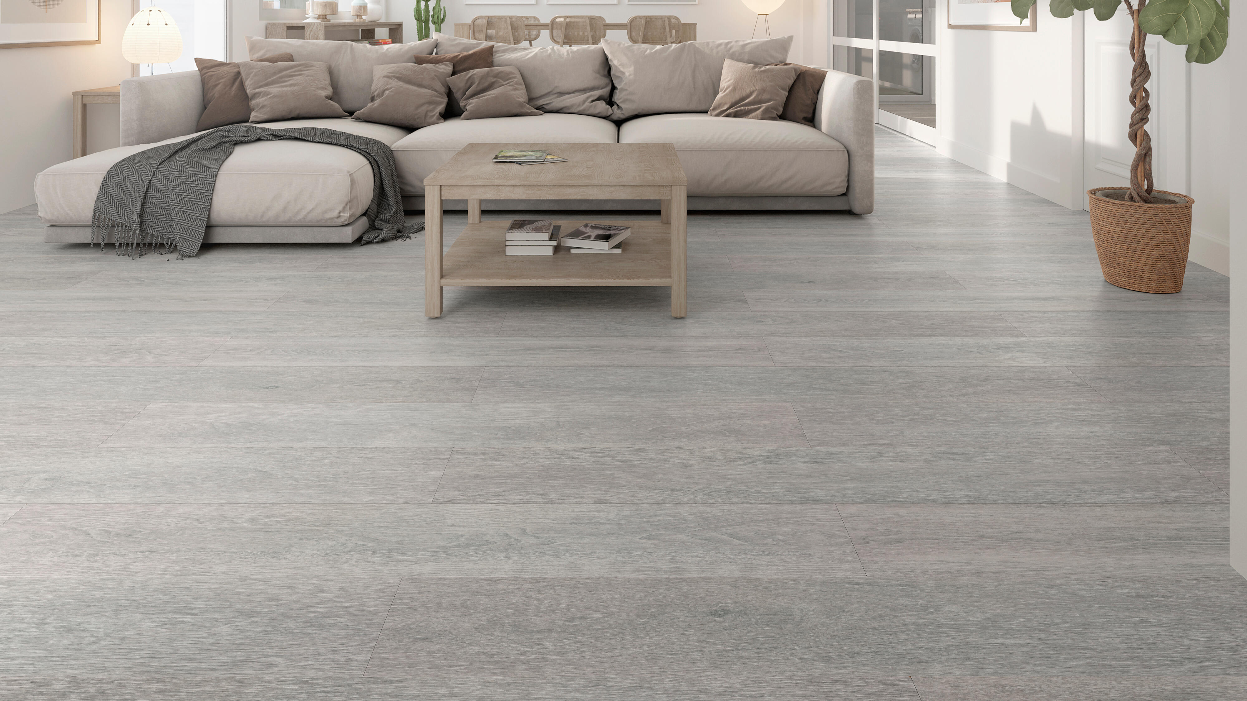 Suelo laminado forte 7mm Roble Gris efecto madera gris AC5 GR130 | Leroy Merlin