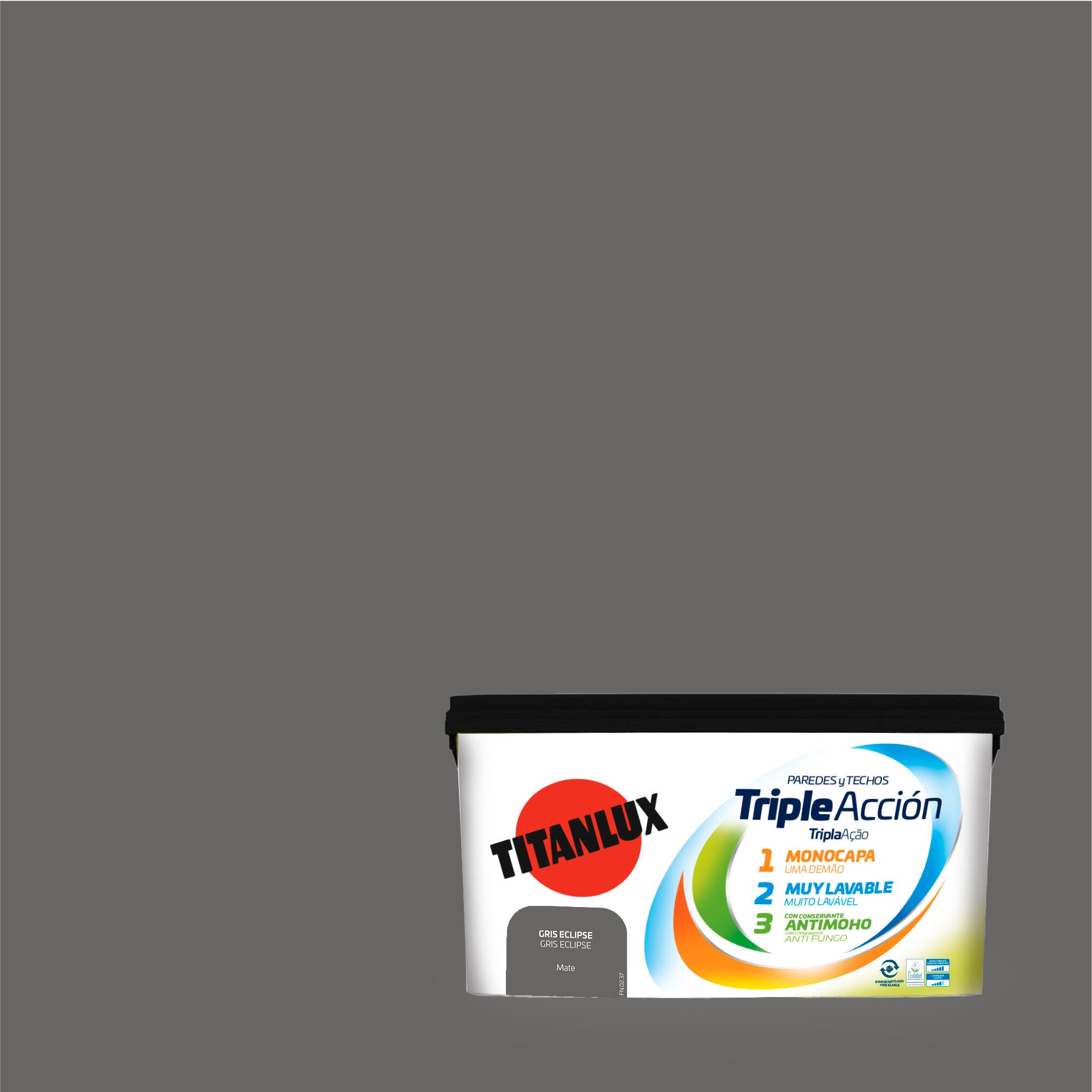 Pintura interior Triple Acción TITANLUX mate 4L gris eclipse | Leroy Merlin