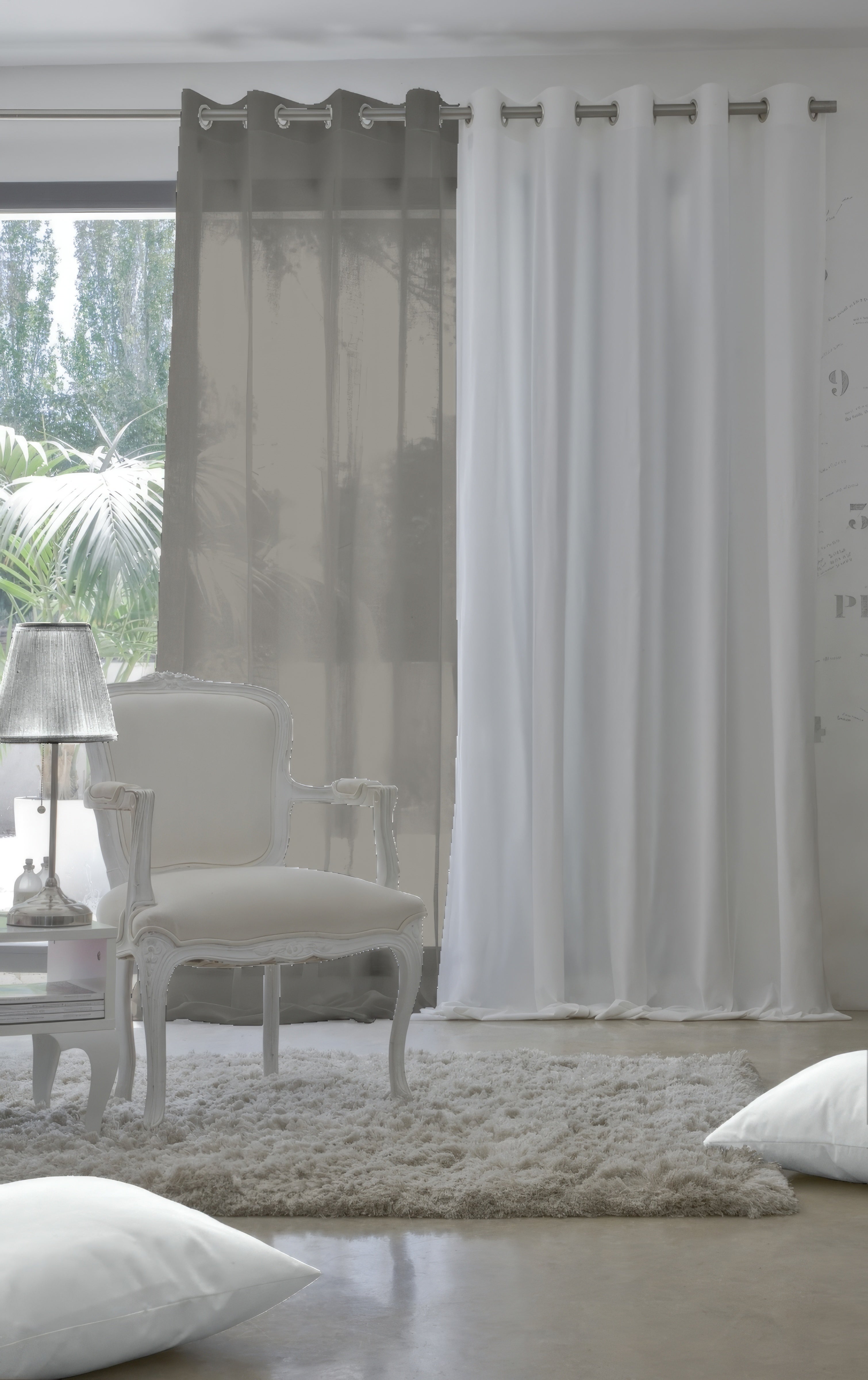 Visillo al corte lino Old Paris gris ancho 300 cm | Leroy Merlin