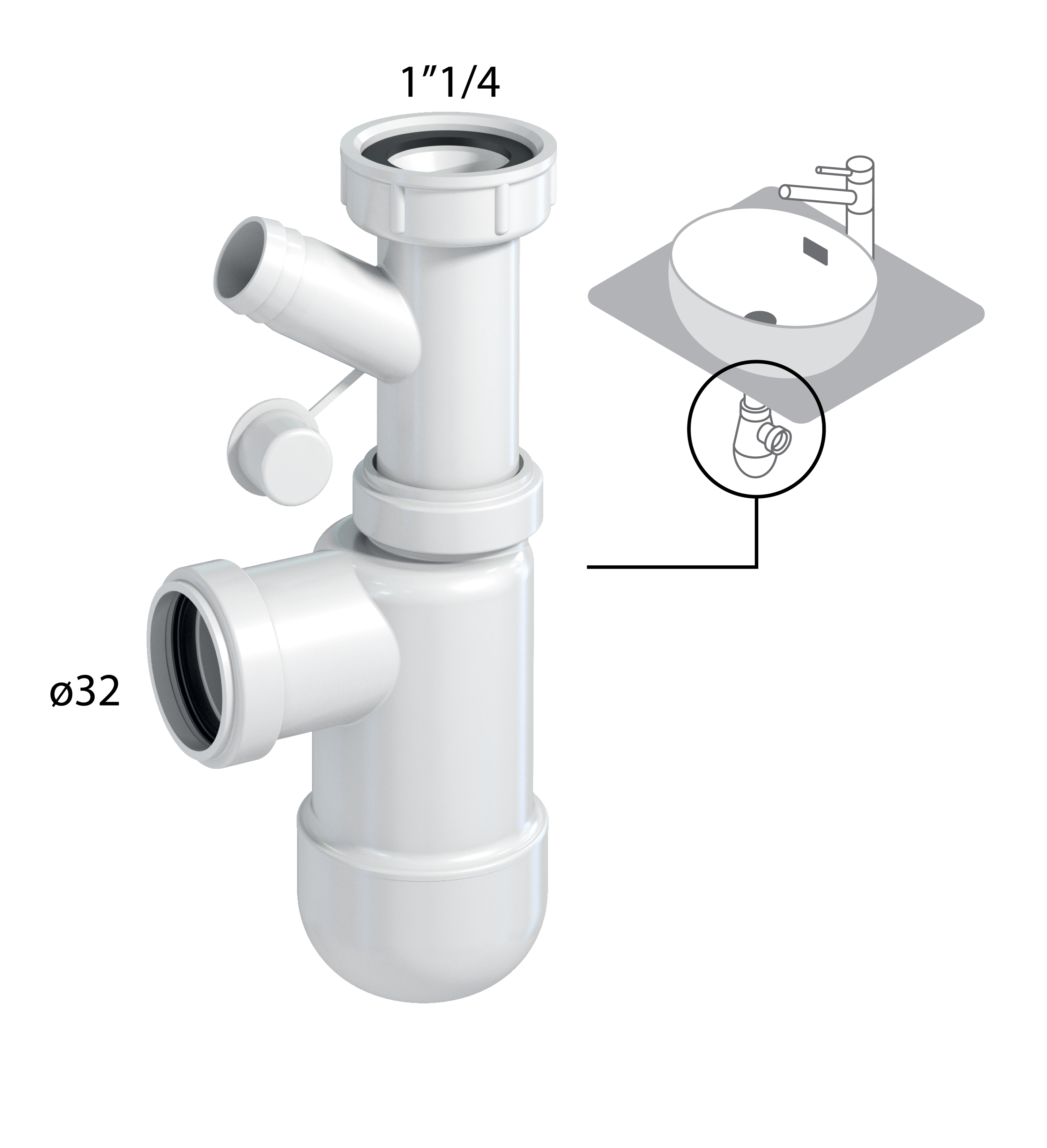 Siphon pour lavabo recyclé Diam.1" 1/4 (32mm), EQUATION | Leroy Merlin