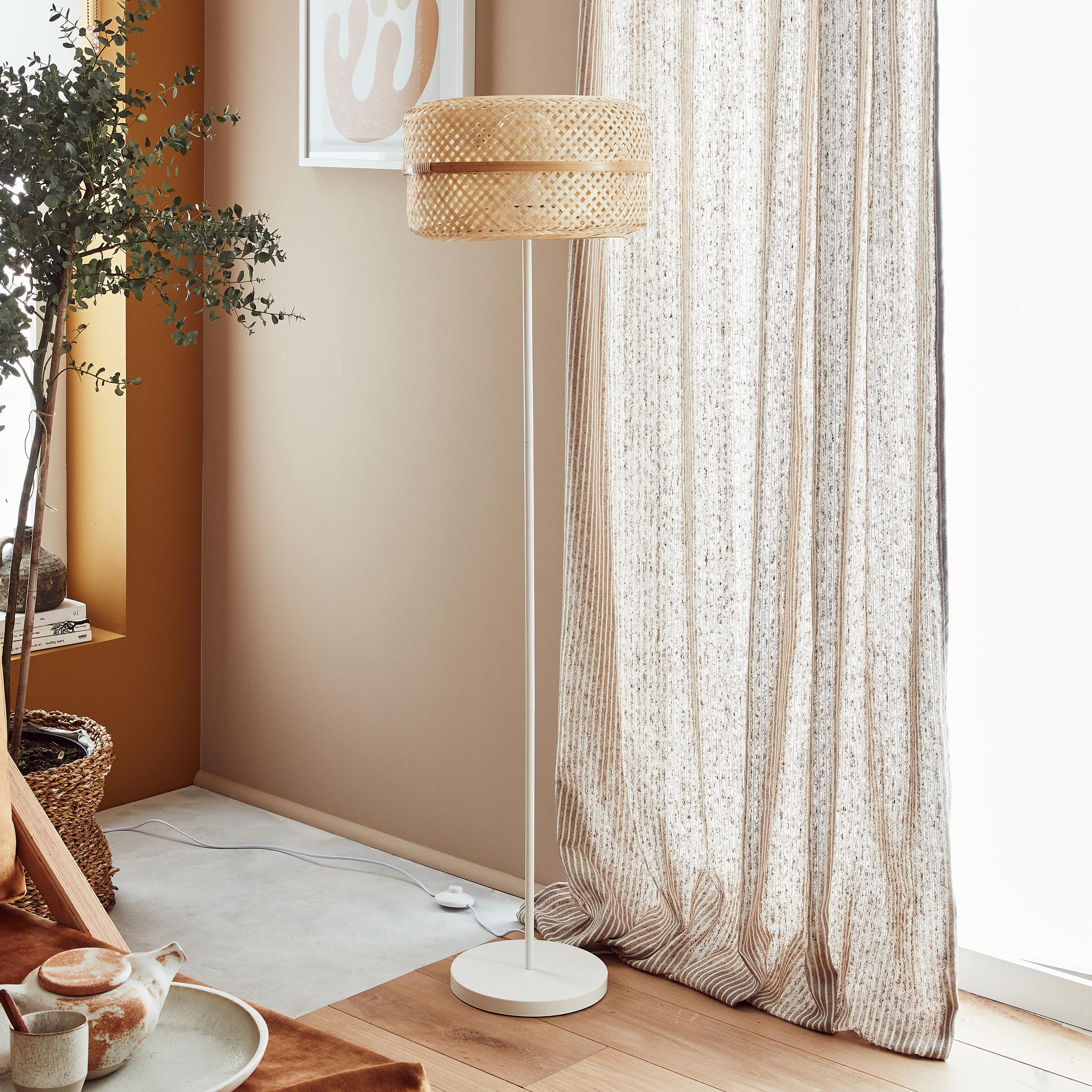 Lámpara de pie INSPIRE Palanga E27 bambú beige | Leroy Merlin