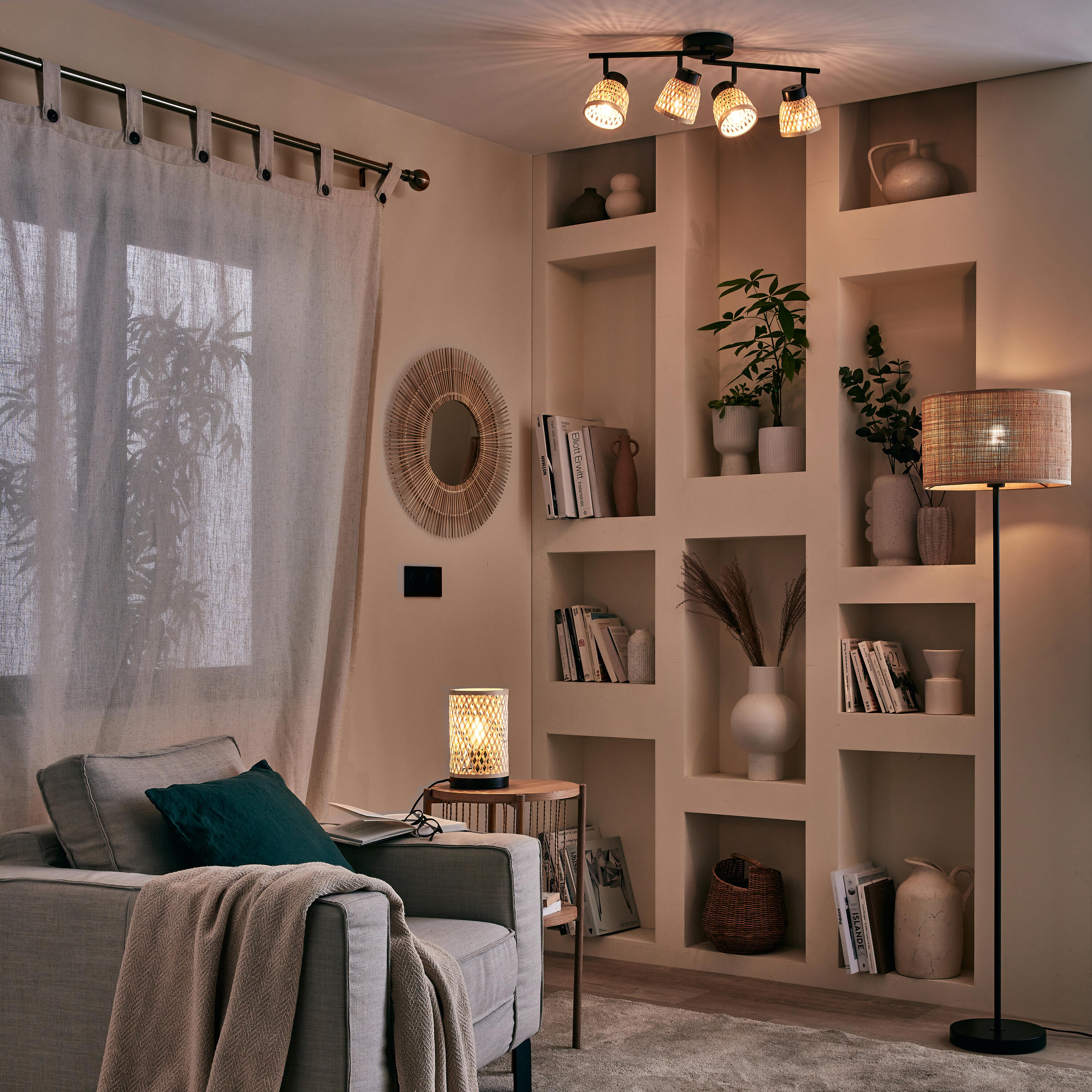 Lampe Ninon, acier, beige, H.23 cm INSPIRE, E27 | Leroy Merlin