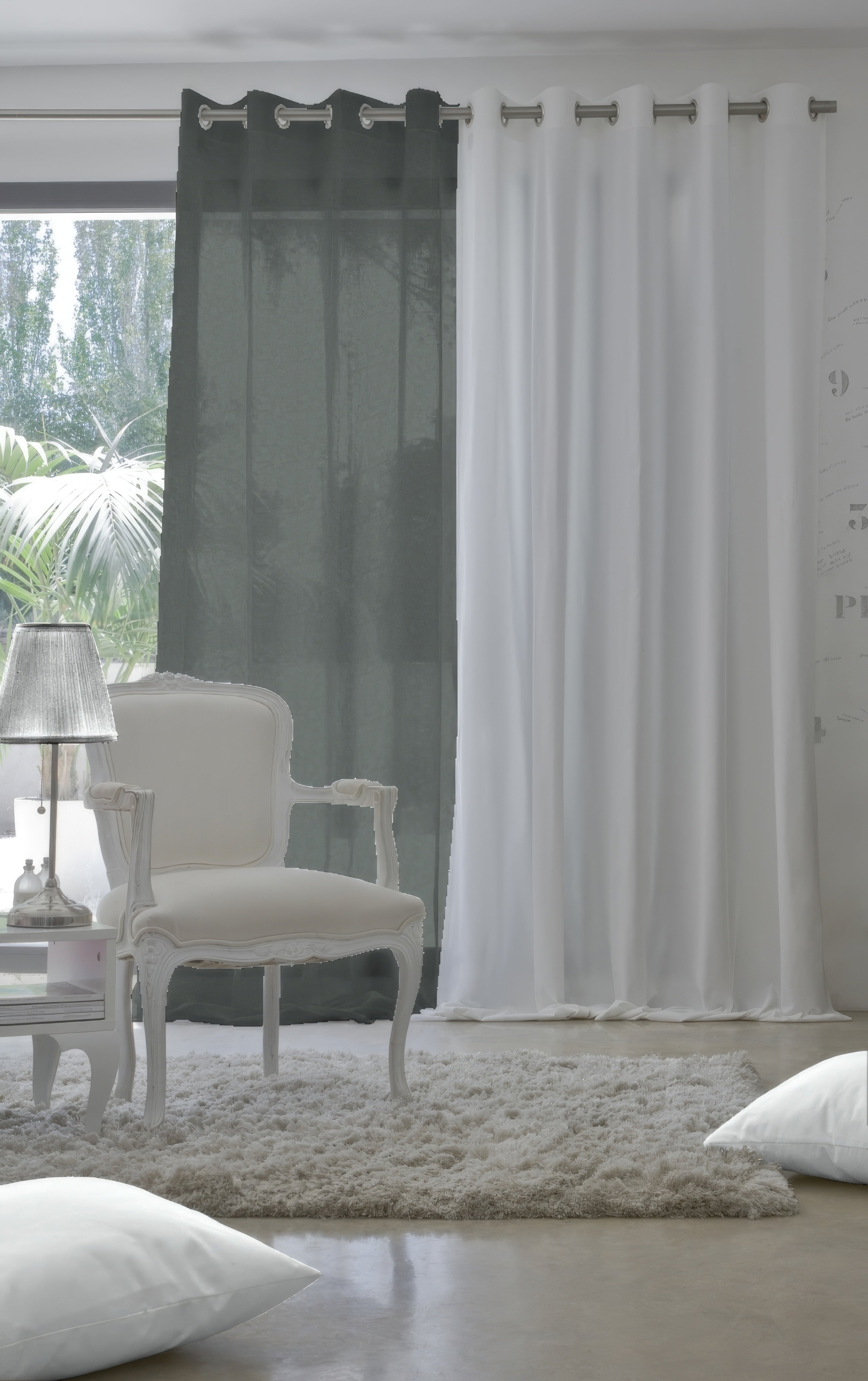 Visillo al corte lino Oporto gris ancho 300 cm | Leroy Merlin