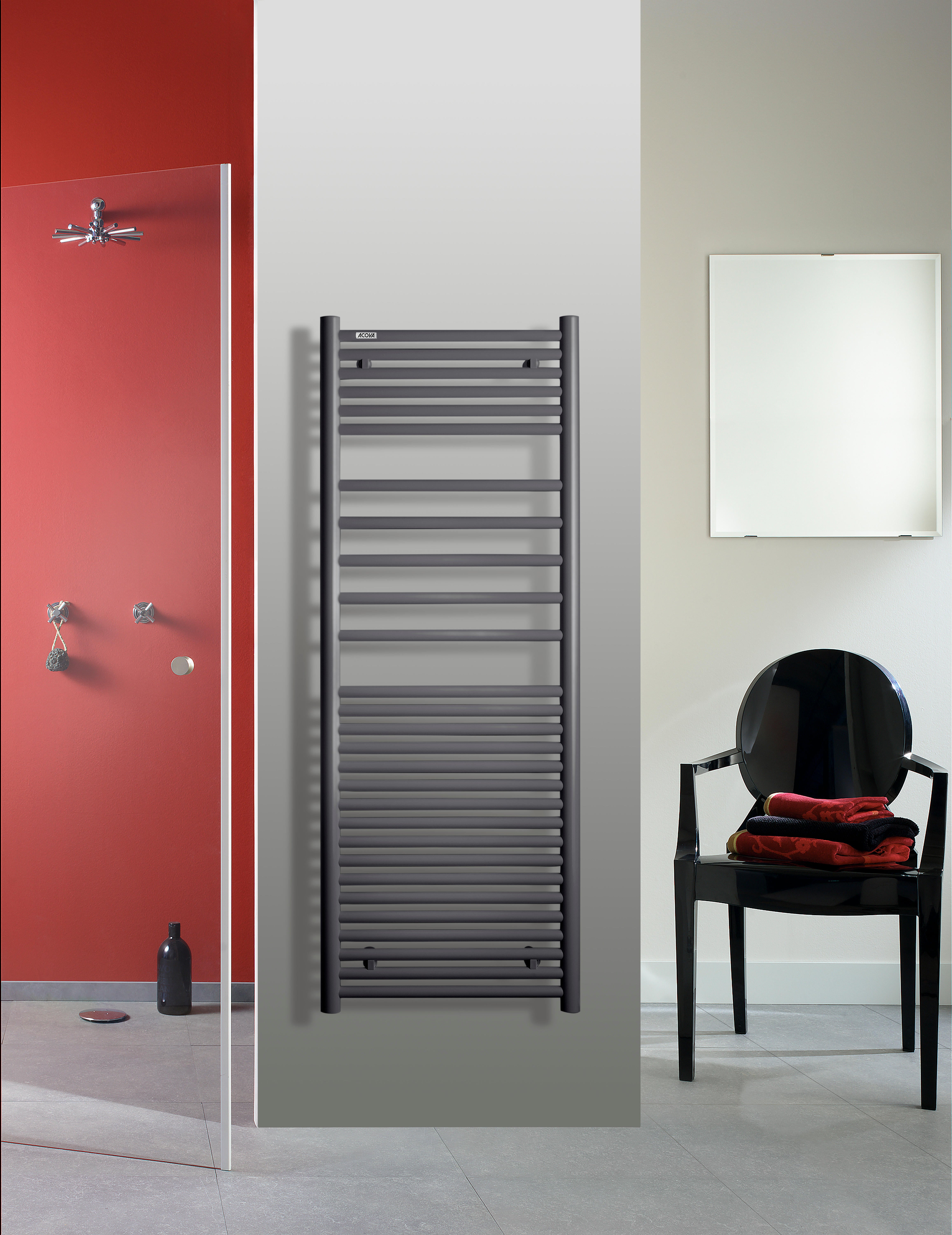 Sèche-serviettes eau chaude Angora ACOVA, 615 W x l.50 cm anthracite ...