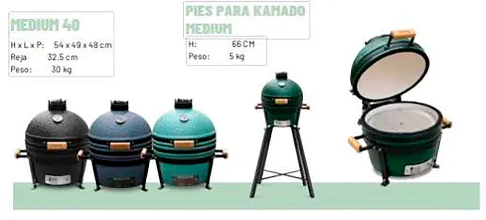 Barbacoa OUTR Kamado Grill Medium 40 con Pies recomendado para de 6 a ...