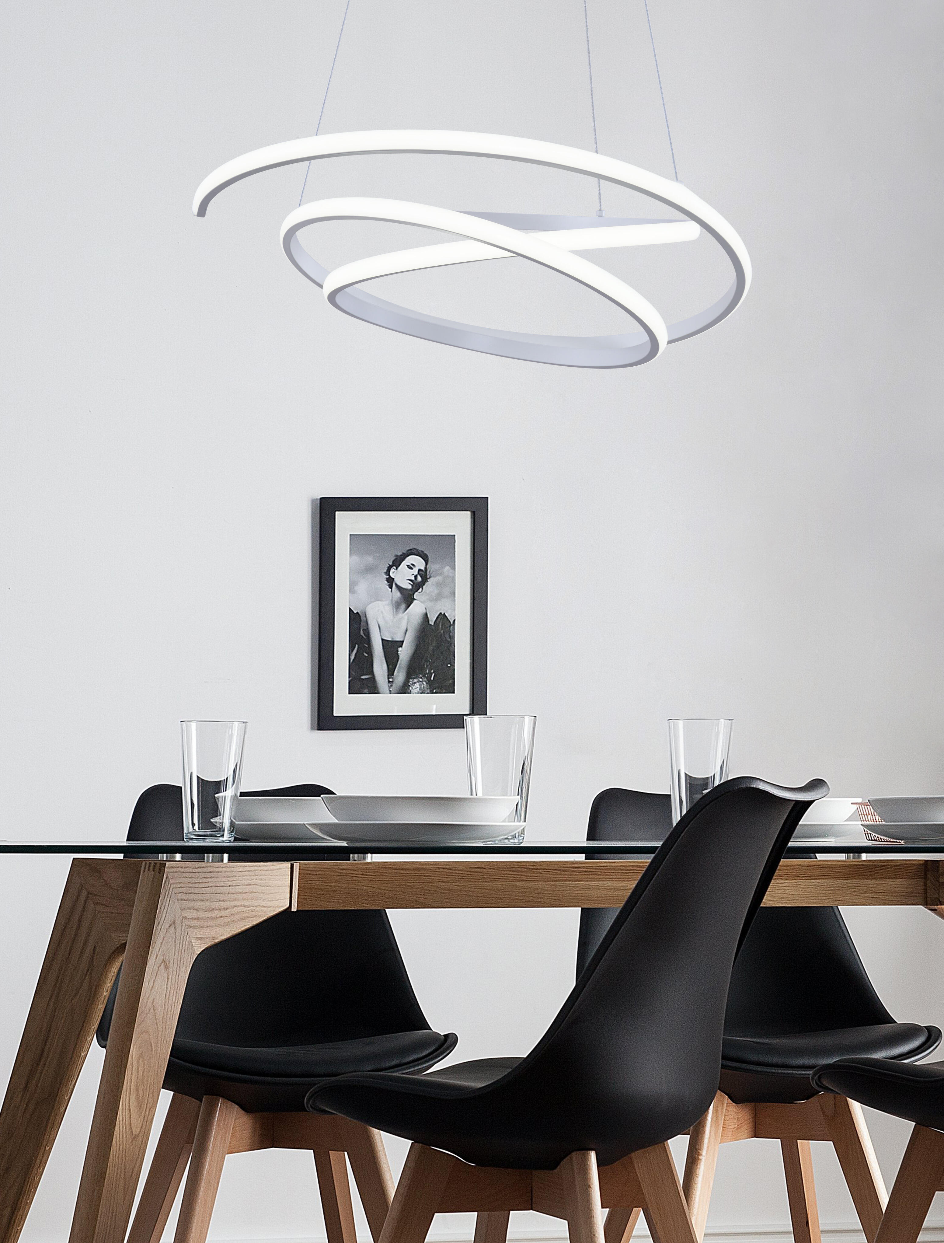 Lampadario LED moderno Kiley bianco Ø50cm, luce naturale 3470 lumen ...