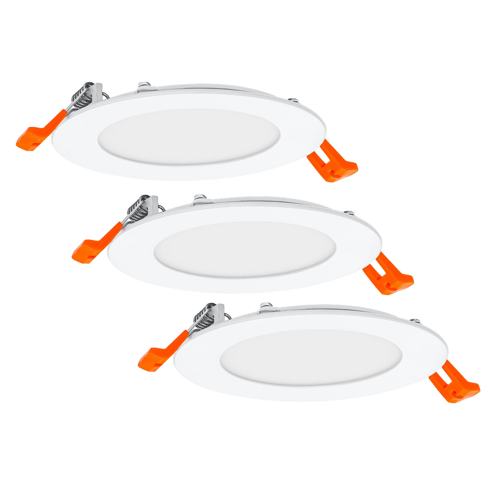 Pack de 3 focos downlight LED Slim redondo blanco 550 lm blanco cálido ...