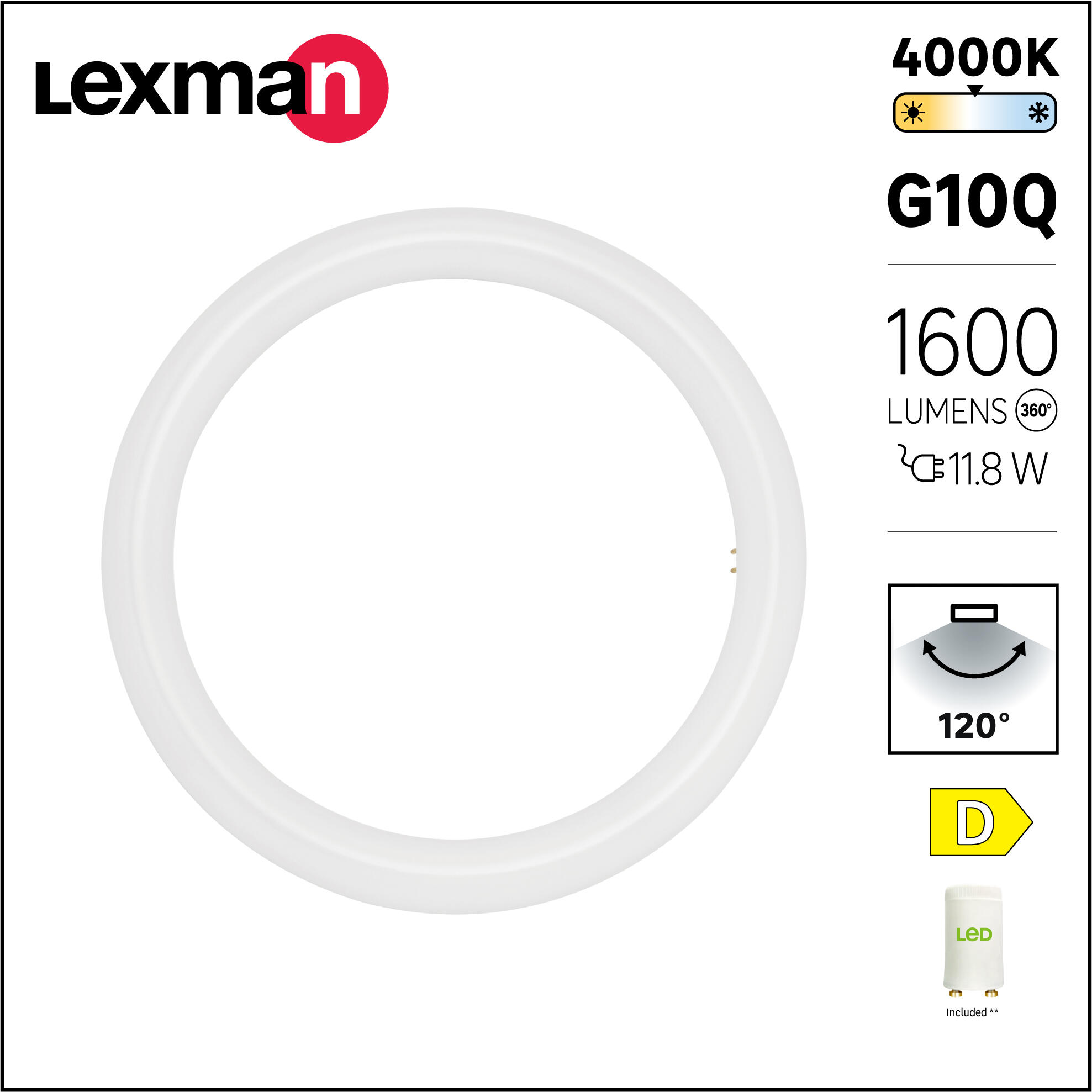 Tube led circulaire, G10Q, 1600lm = 32W, blanc neutre, LEXMAN | Leroy ...