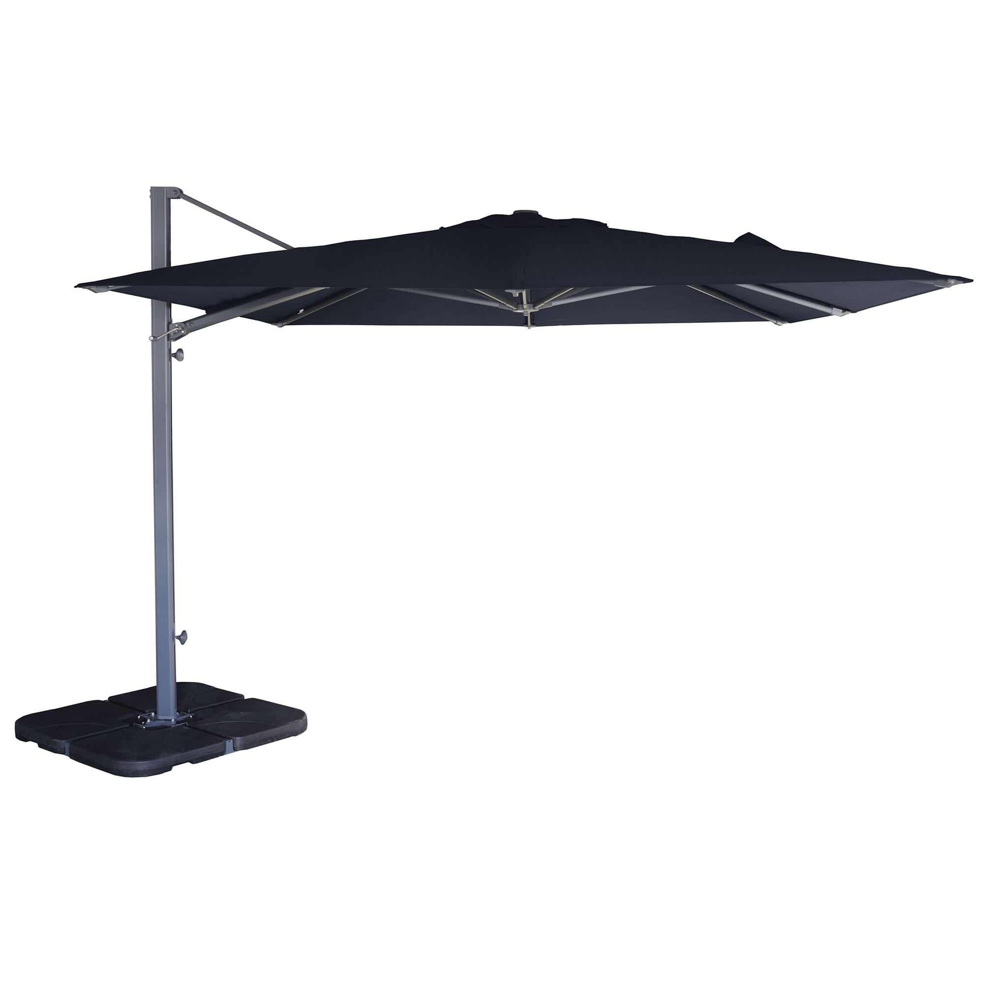 Parasol excéntrico cuadrado antiviento de aluminio BELVEO gris 3 x 3 m ...