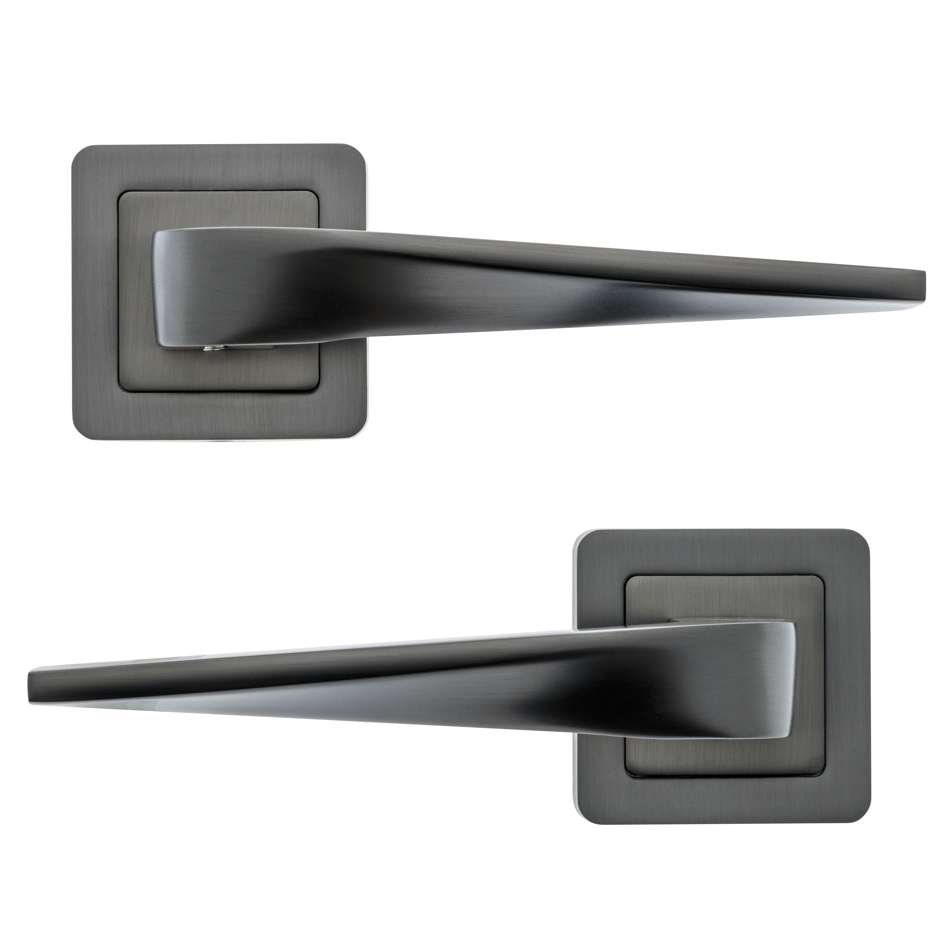 2 poignées sur rosace AYR Maxim zamak sans trou graphite mat B2 | Leroy ...