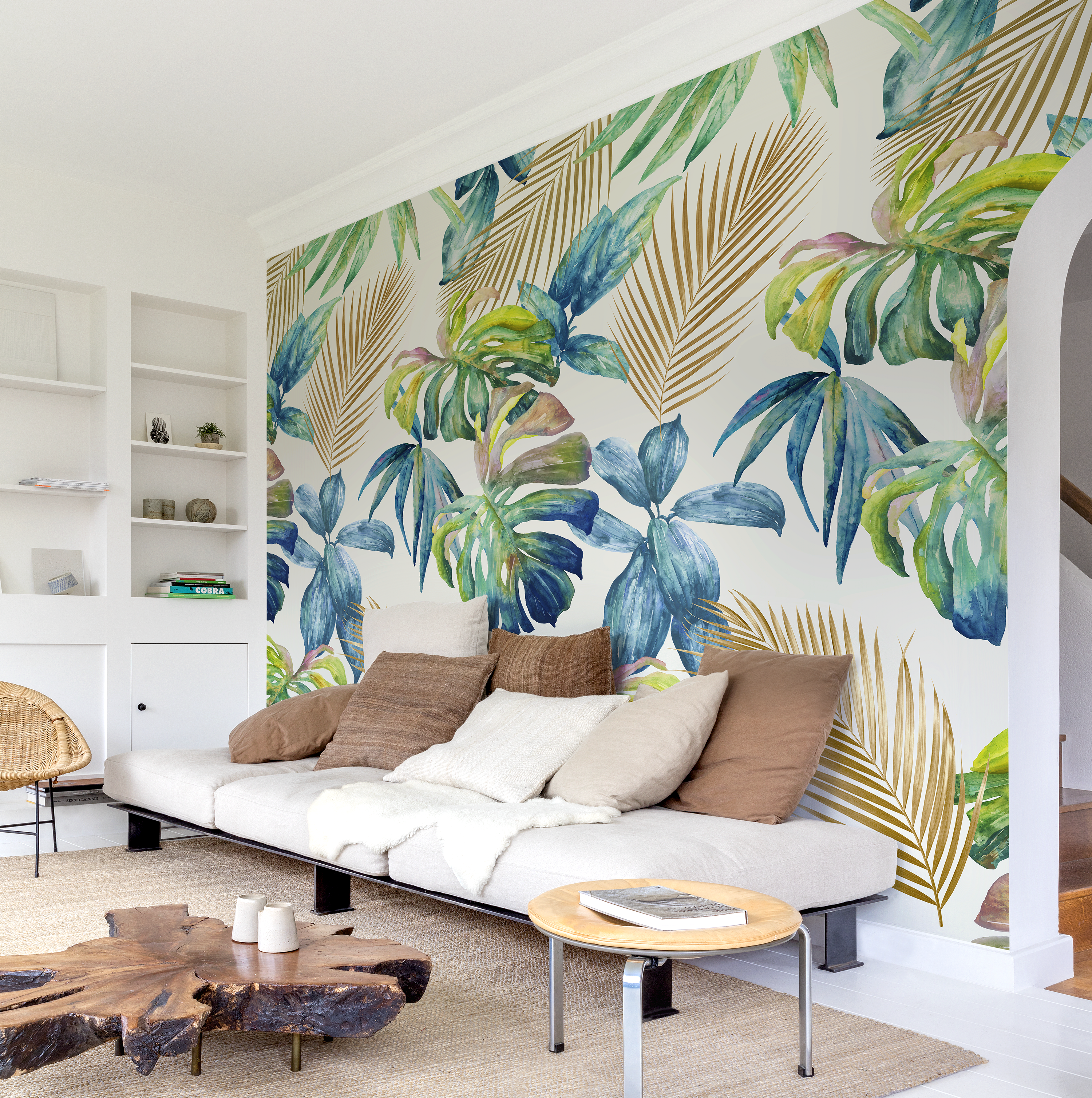 Mural vinilo naturaleza Palma Azul multicolor de 159 x 280 cm ...