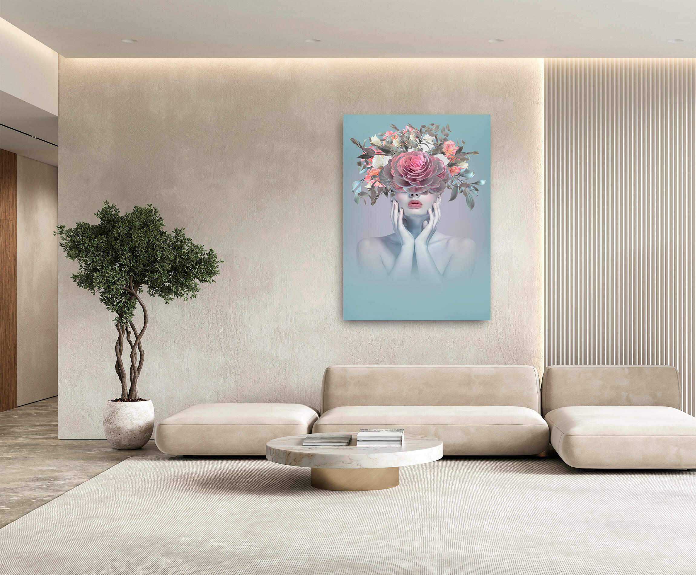 Pintura impresa sin marco Woman flor 100x140cm | Leroy Merlin