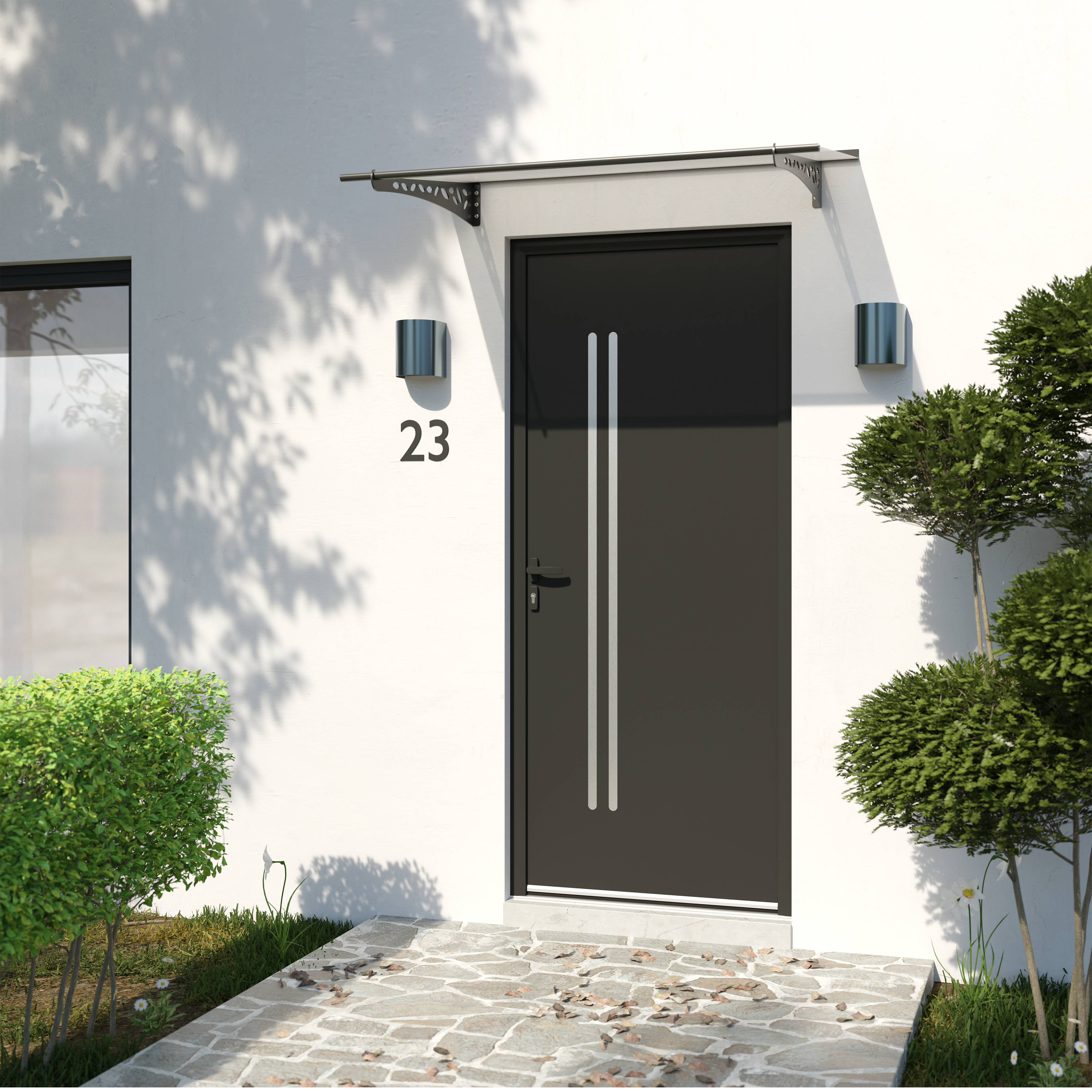 Porte d'entrée Acier Tilia Essentiel H.215xl.90 gris, poussant droit ...