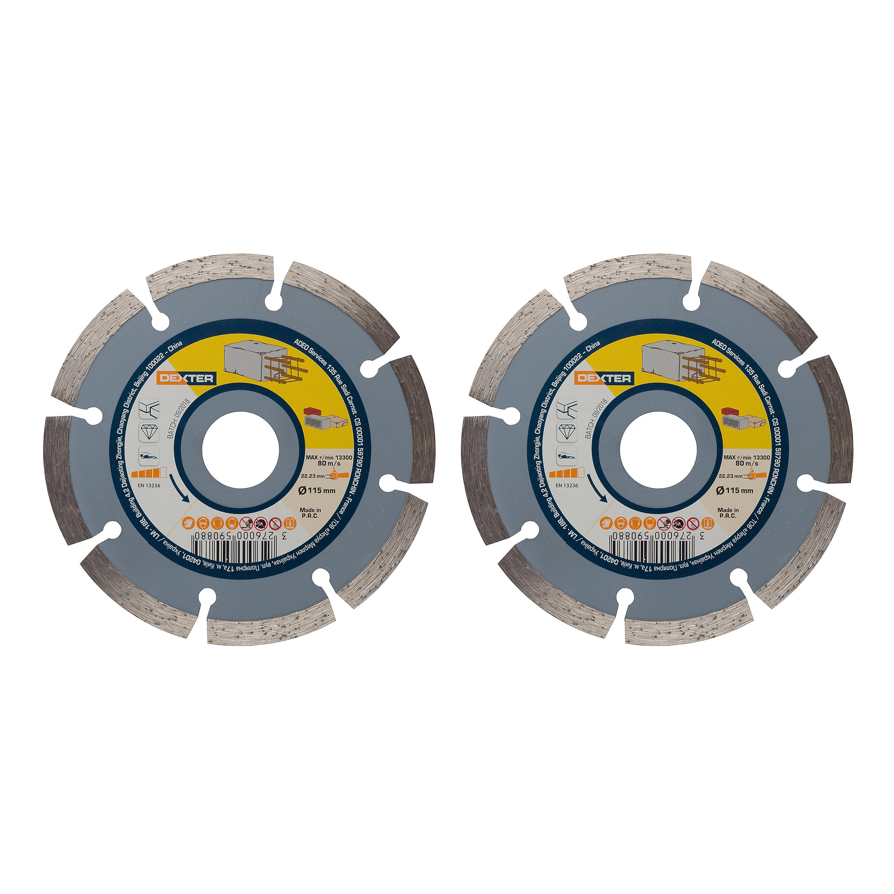 Lot de 2 disques diamant pour aerocrete, asphalte, brique DEXTER, Ø115 ...