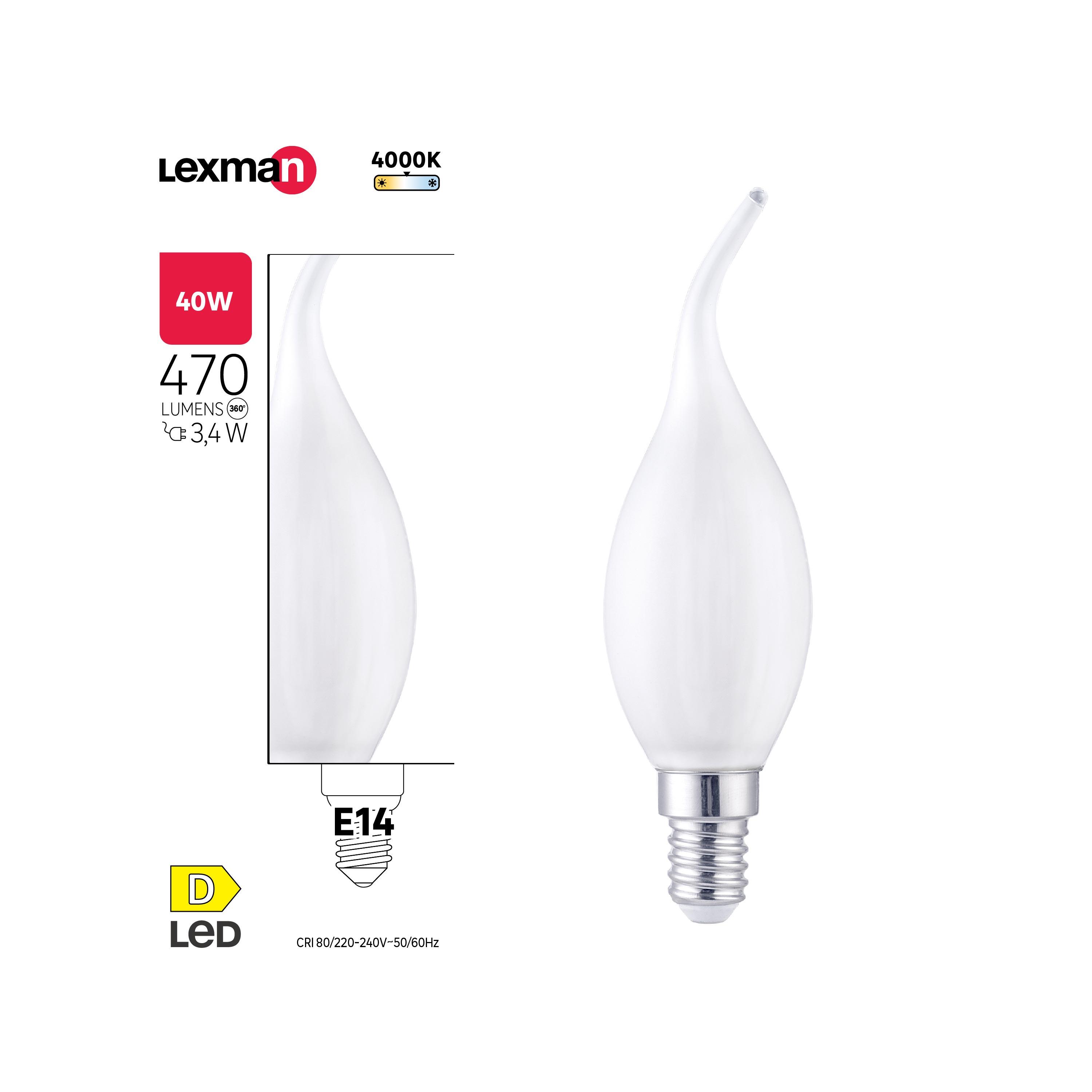Ampoule led, flamme coup de vent, E14, 470lm = 40W, blanc neutre ...