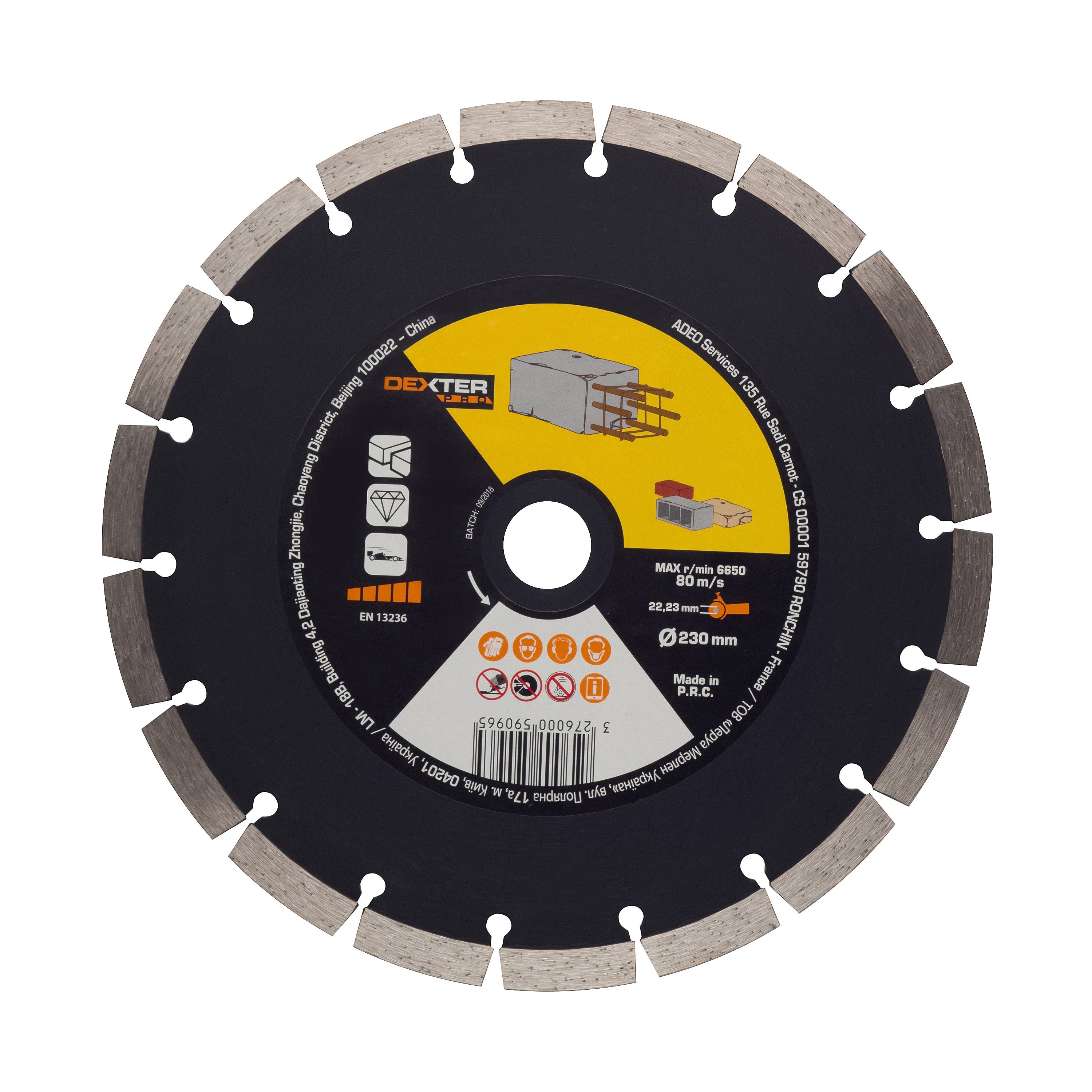 Disque diamant pour aerocrete, béton, ciment DEXTER PRO, Ø230 mm ...