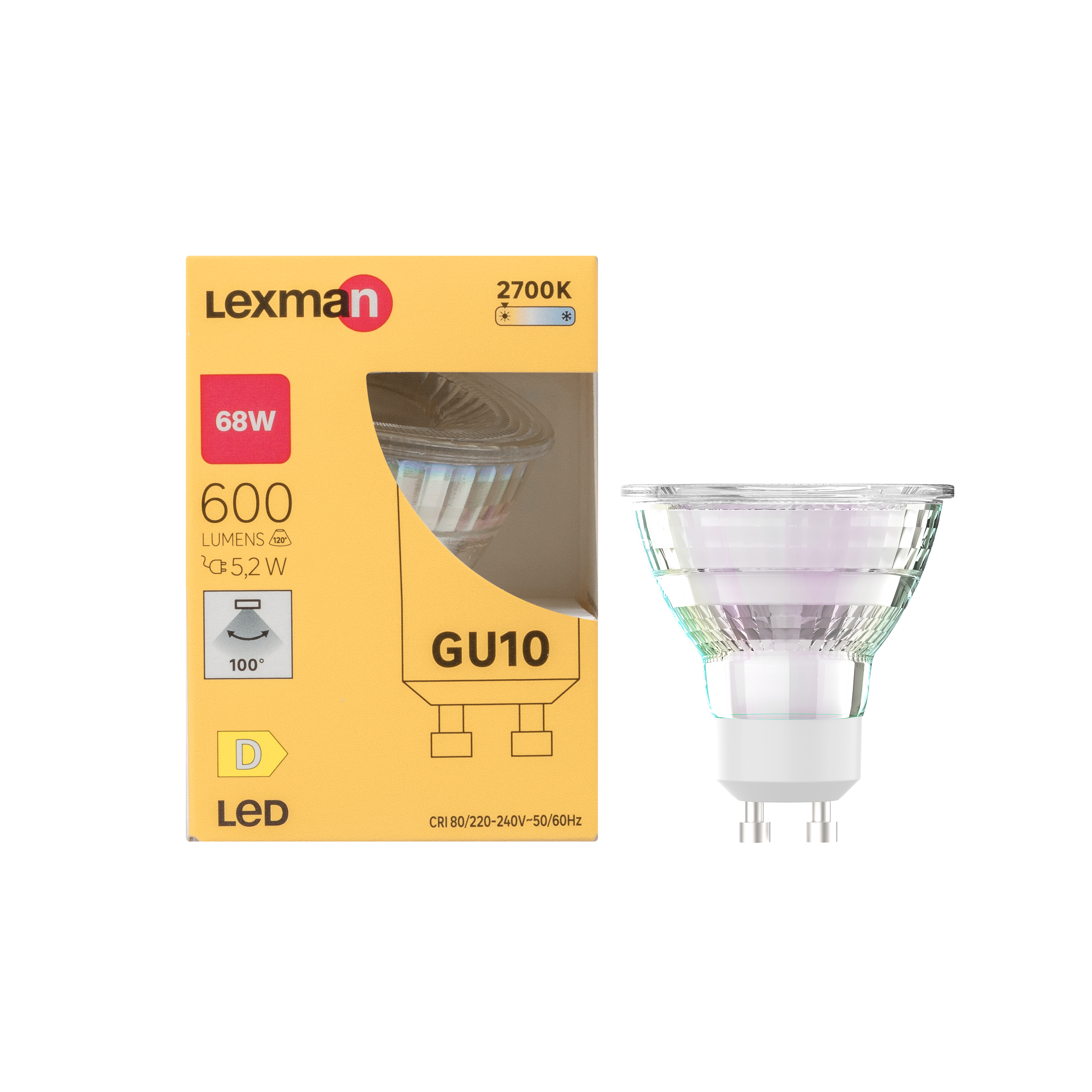 Bombilla LED GU10 600 lúmenes 5.2W color de la luz blanco cálido 2700K ...