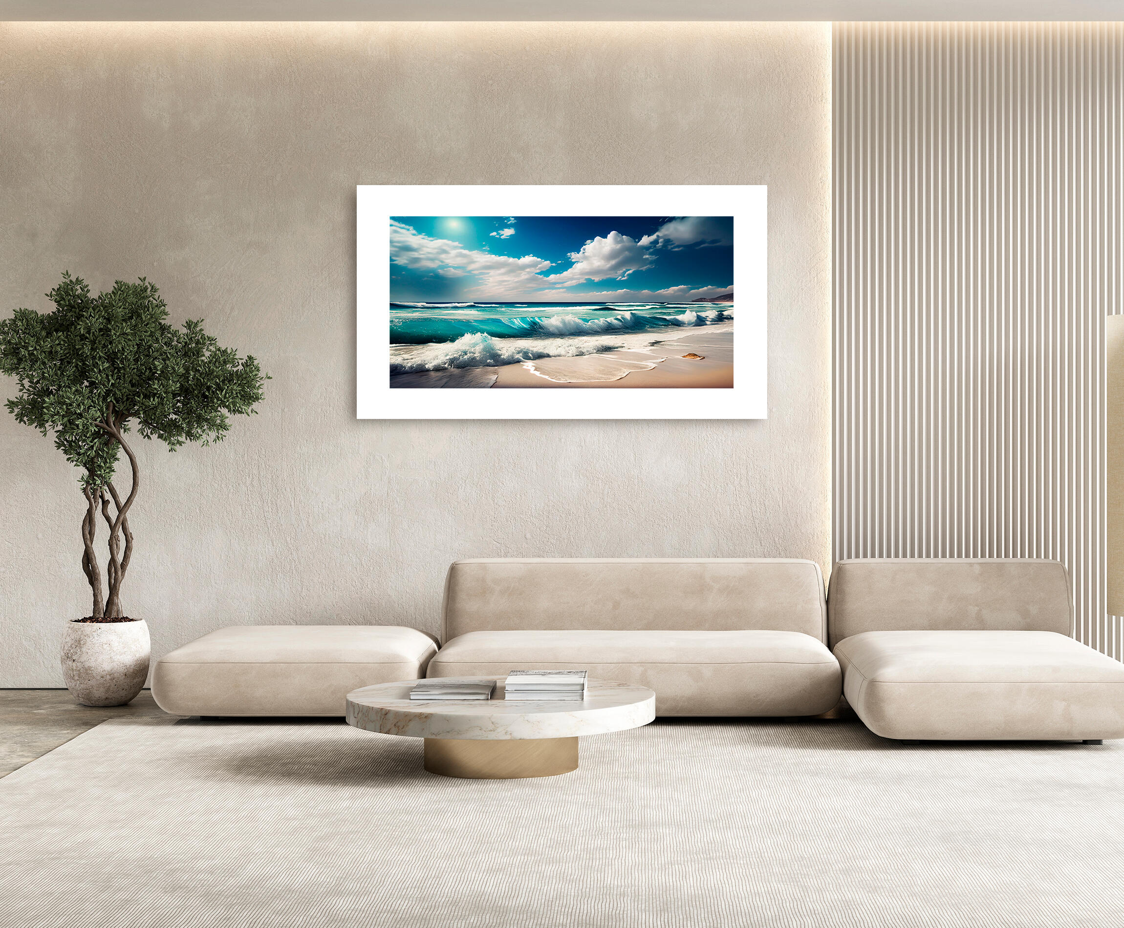 Cuadro con marco Playa Olas 140 cm x 80 cm | Leroy Merlin