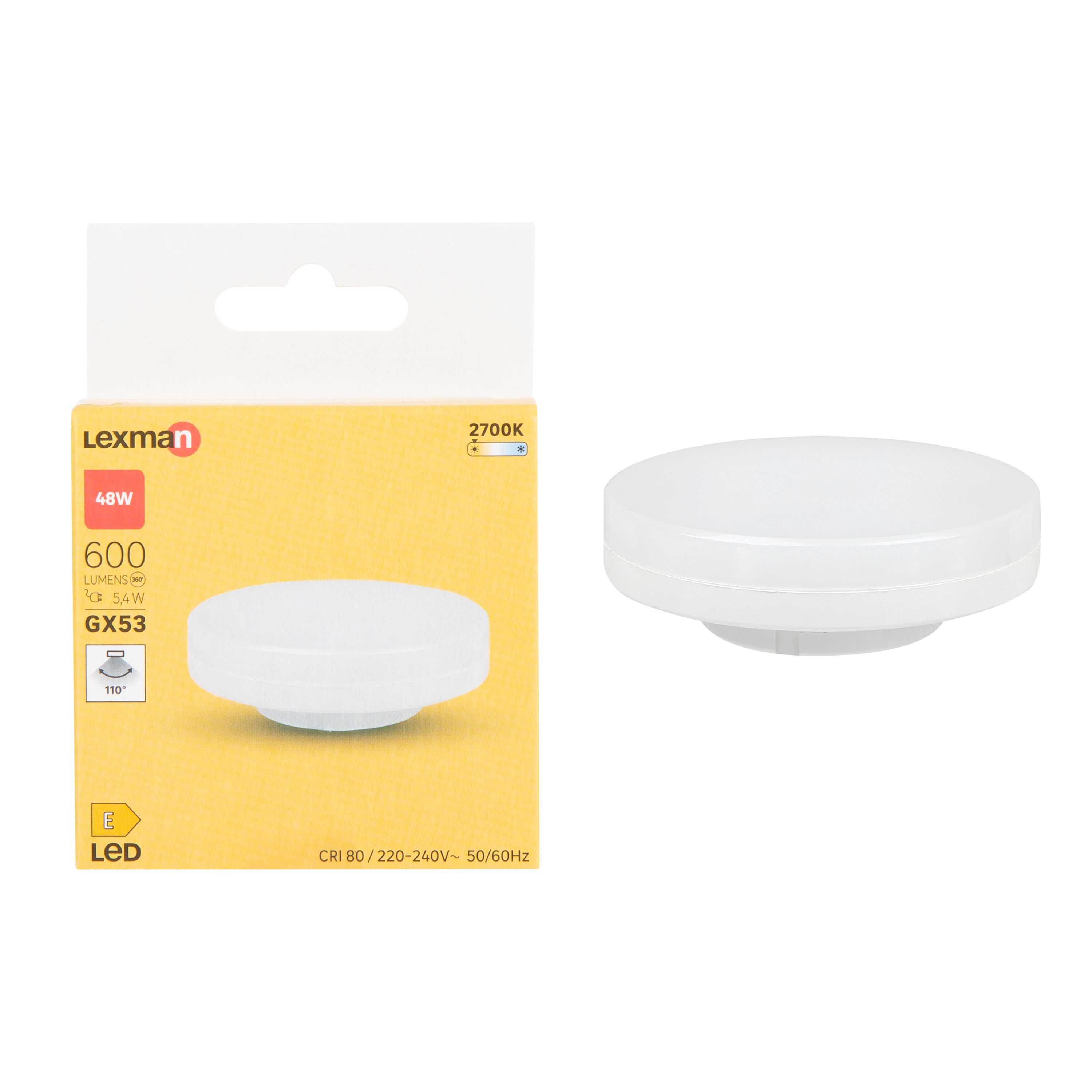 Żarówka LED GX53 5,4 W 600 lm Ciepła biel Lexman - Leroy Merlin Żarówka LED GX53 5,4 W 600 lm Ciepła biel Lexman - Leroy Merlin