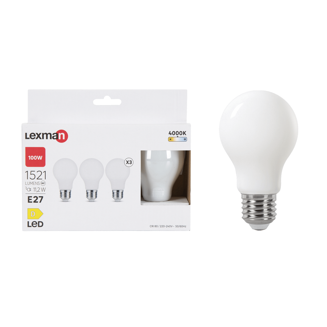 Σετ 3 λάμπες Led LEXMAN Ε27 1521LM 11,2W ουδέτερο λευκό