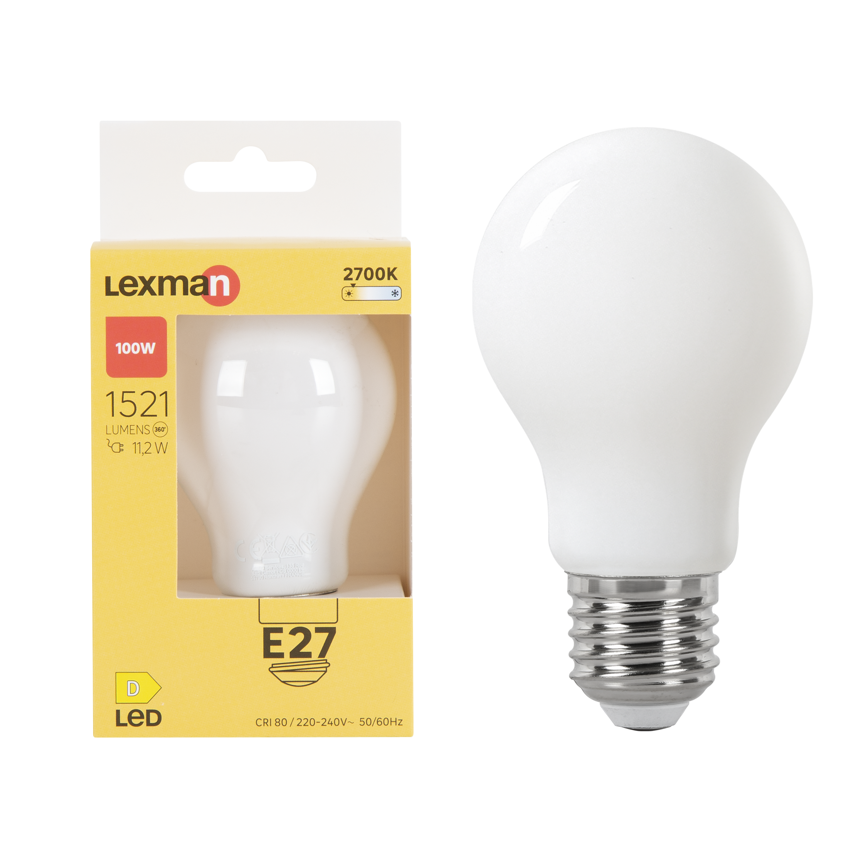 Ampoule led, E27, 1521lm = 11.2W, blanc chaud, LEXMAN | Leroy Merlin