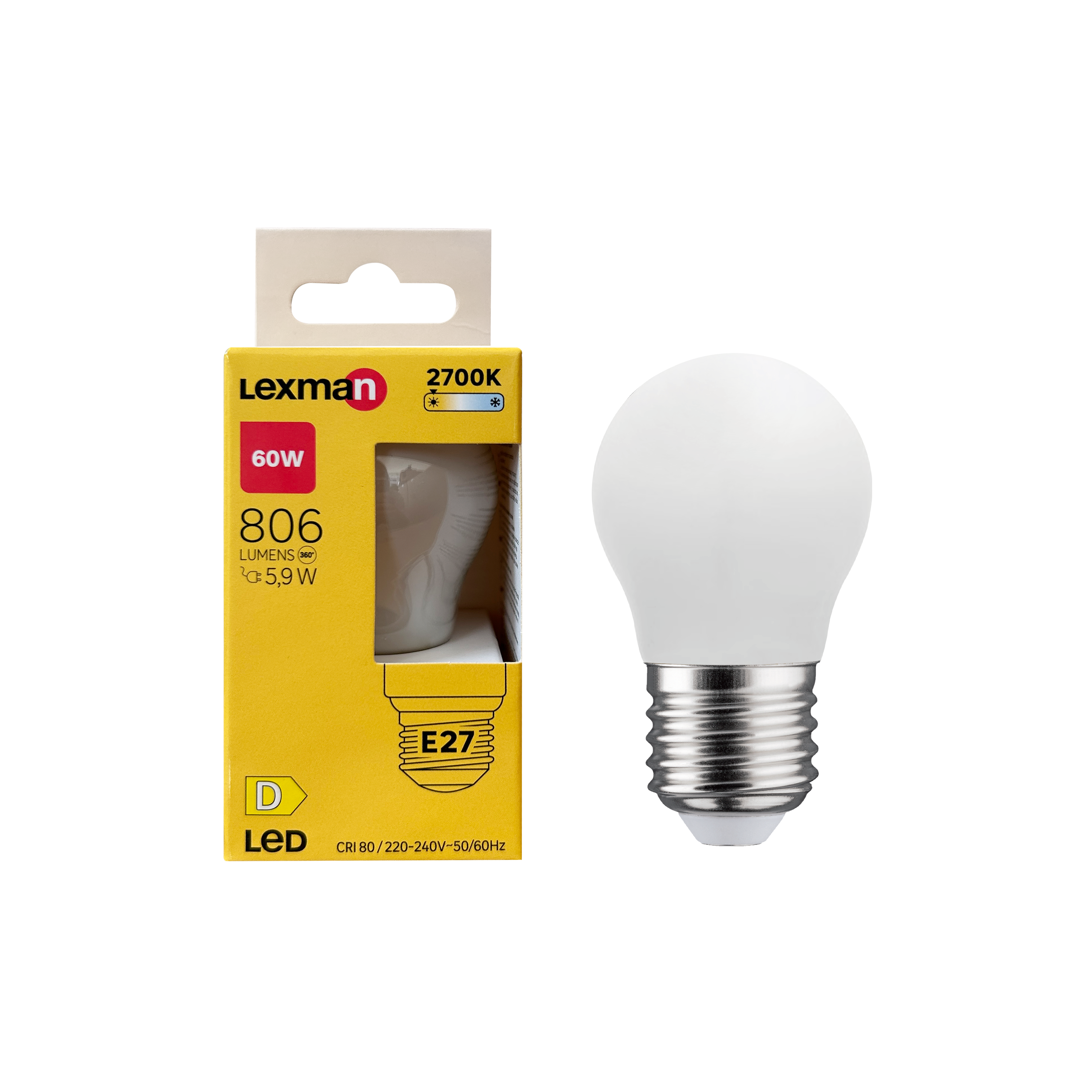 Ampoule led E27, 806lm = 60W, blanc chaud, LEXMAN | Leroy Merlin