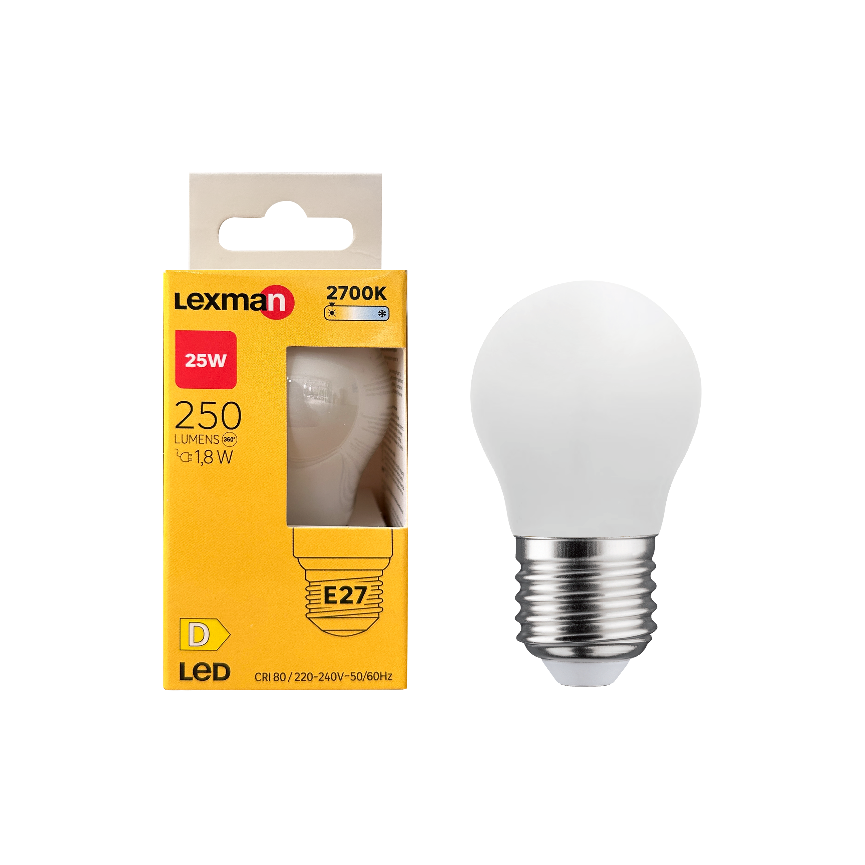 Ampoule led sphérique, E27, 250lm = 25W, blanc chaud, LEXMAN | Leroy Merlin