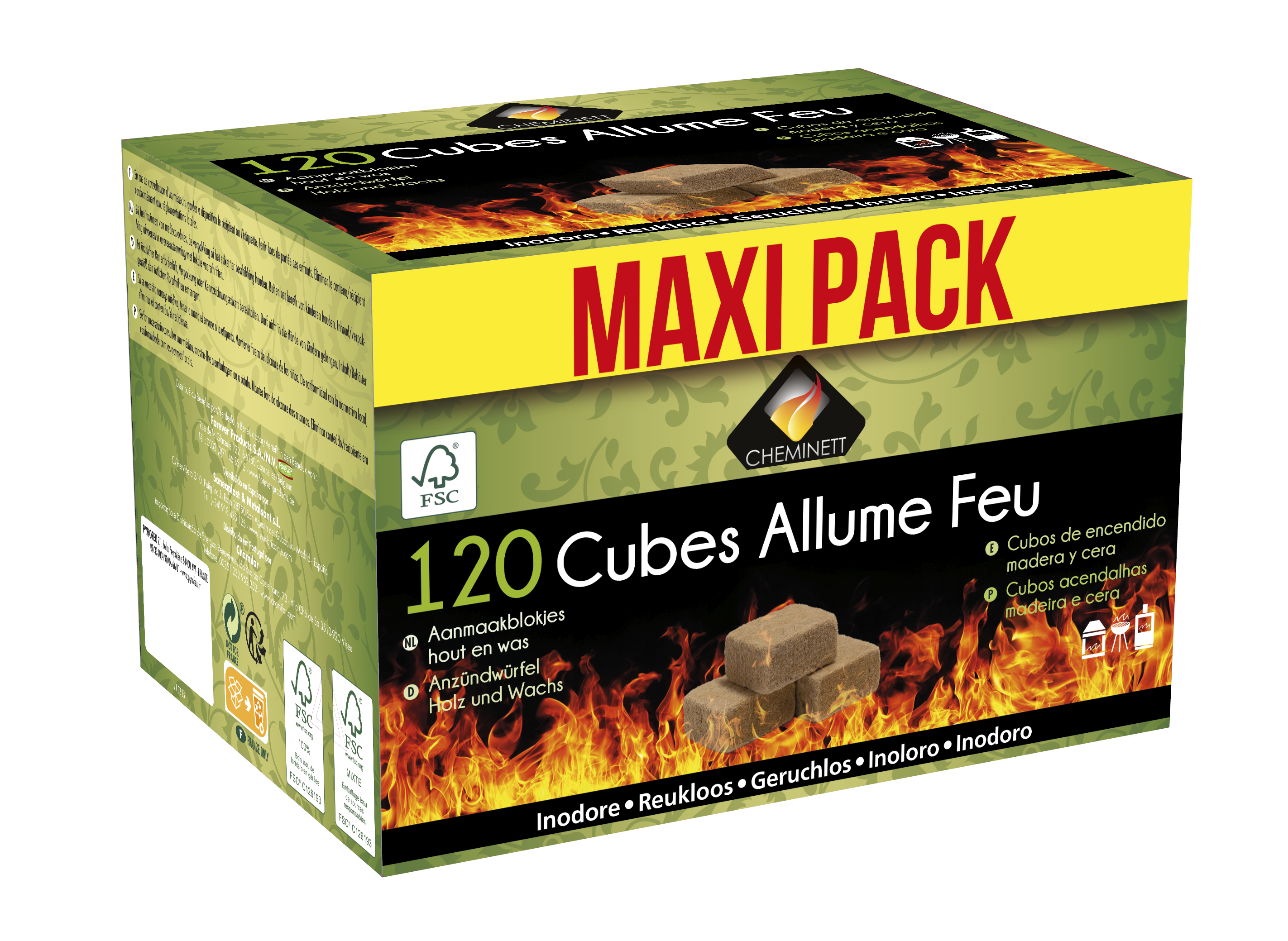 Pack de 120 cubes de bois Pyrofeu 100% végétal et refermable | Leroy Merlin