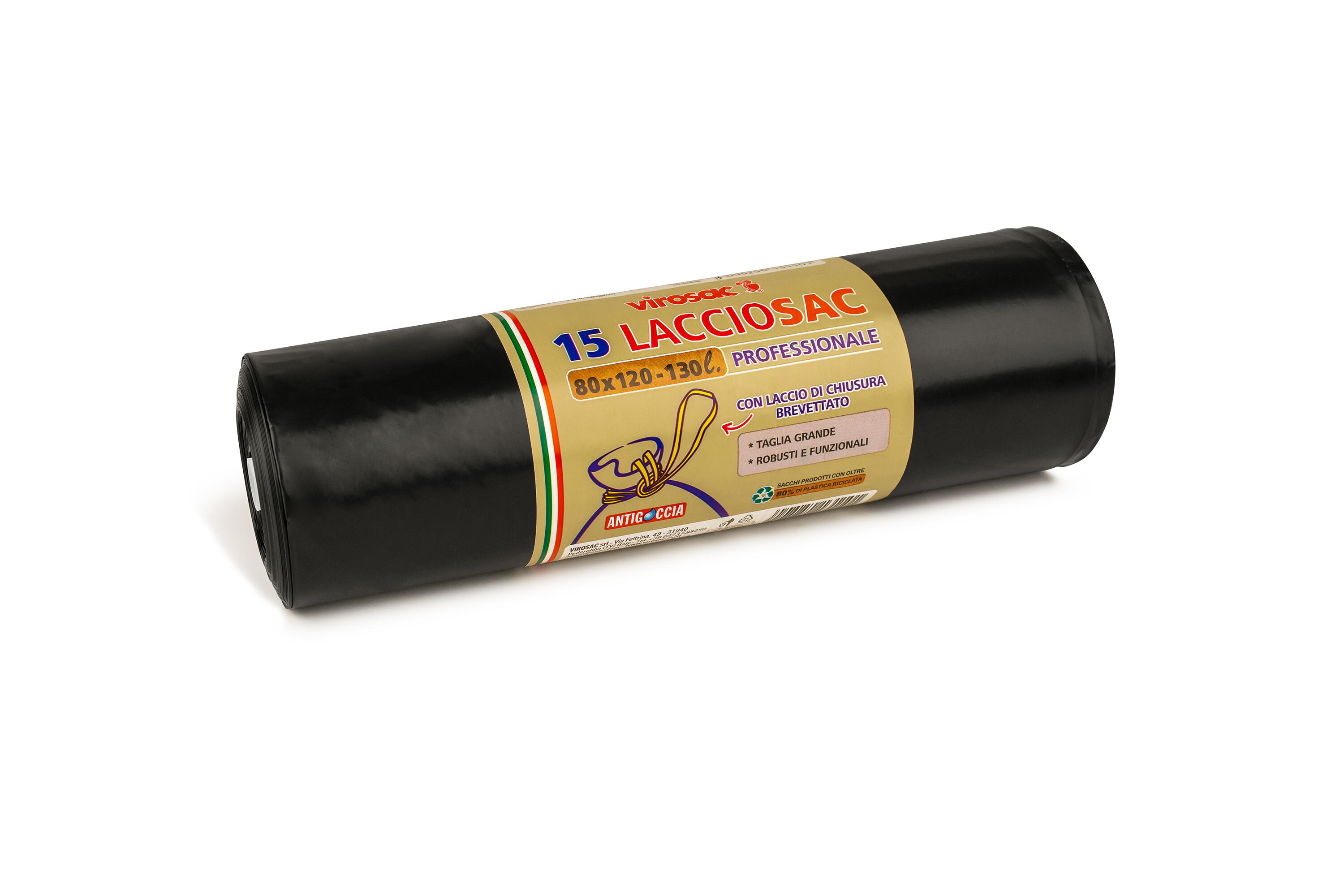 Sacchi spazzatura Lacciosac Milano L 80 x H 120 cm 130 L nero 15 pezzi ...