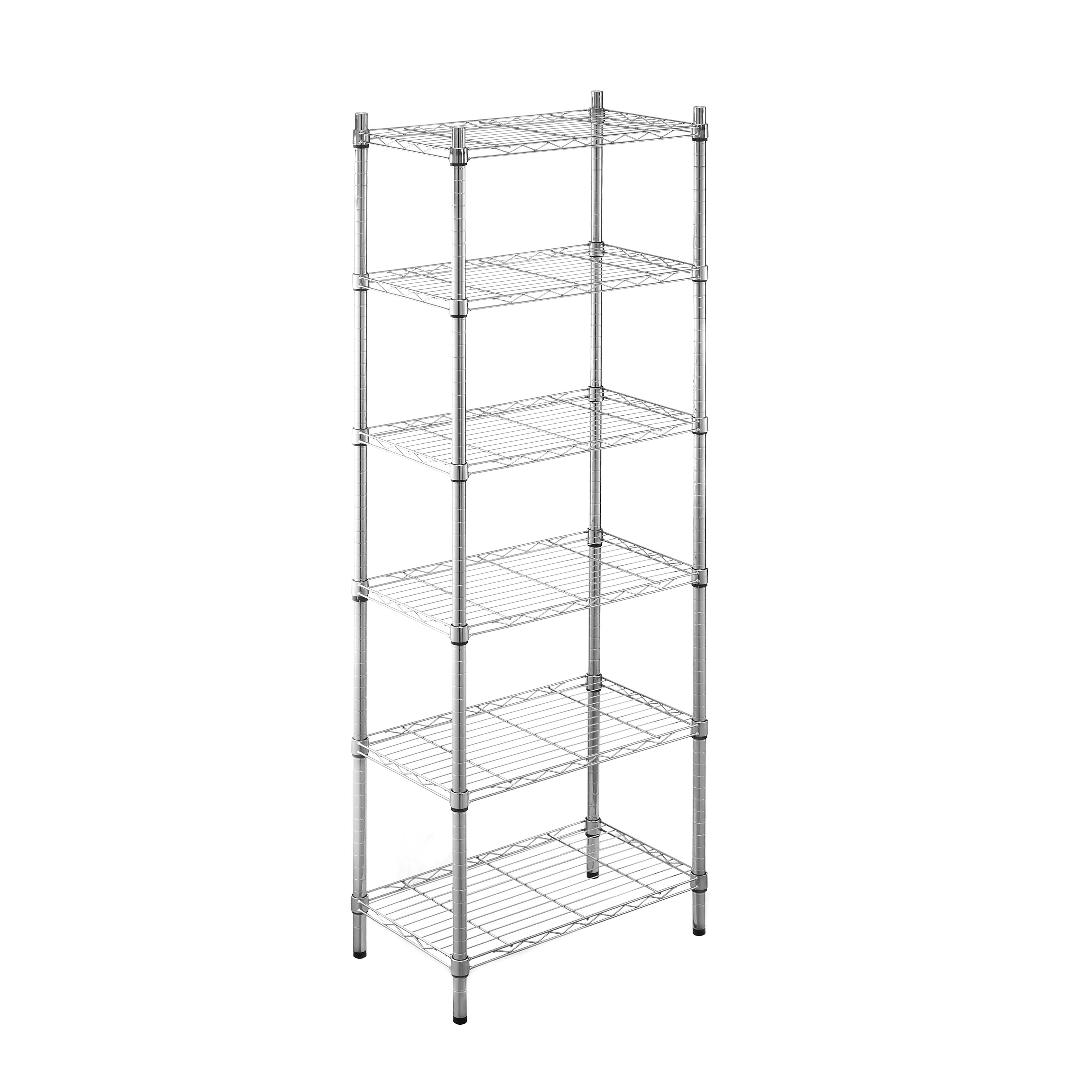 Etagère acier chromé SPACEO 6 tablettes, l.60 x H.180 x P.35 cm | Leroy ...