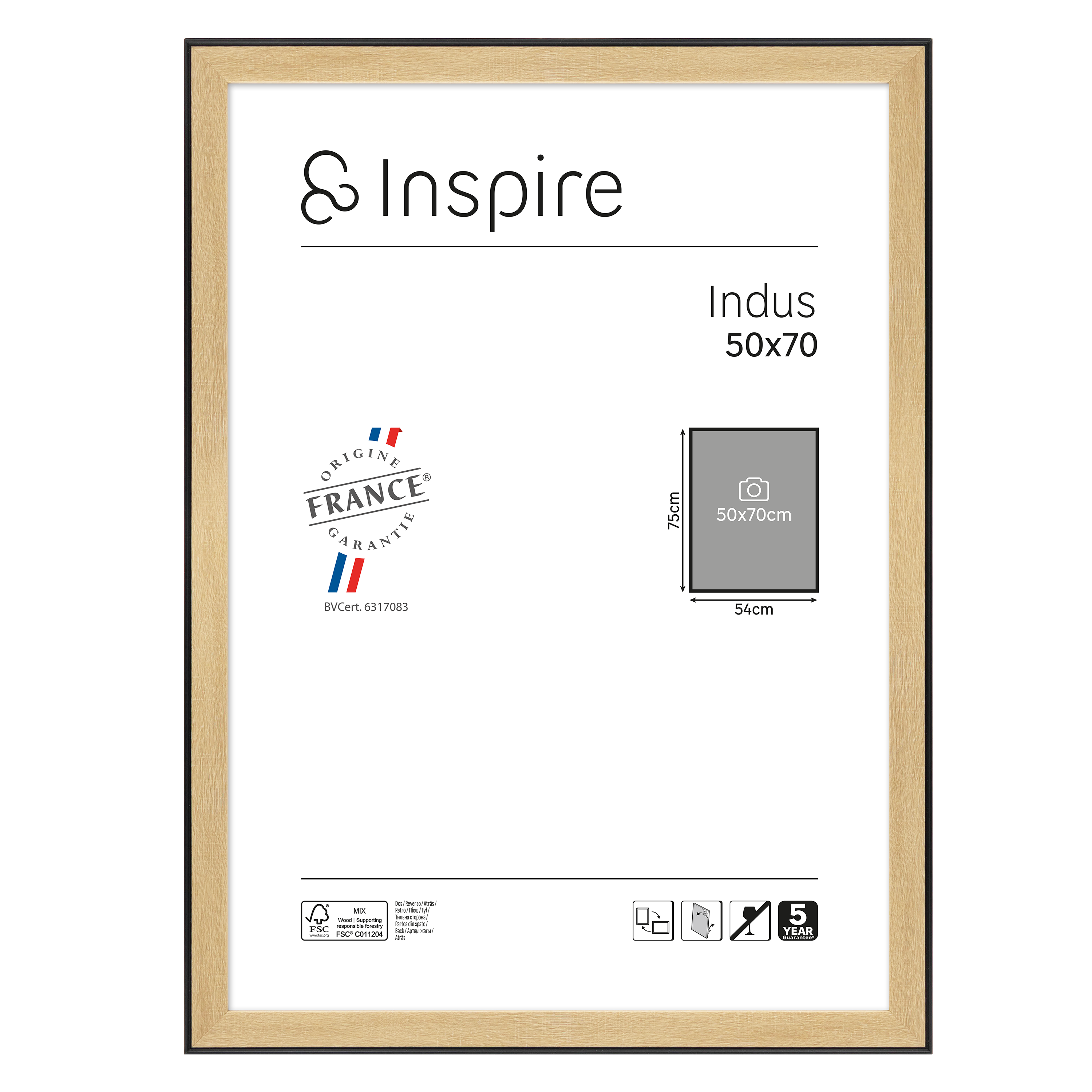 Cadre Indus, 50 x 70 cm naturel / noir, INSPIRE | Leroy Merlin