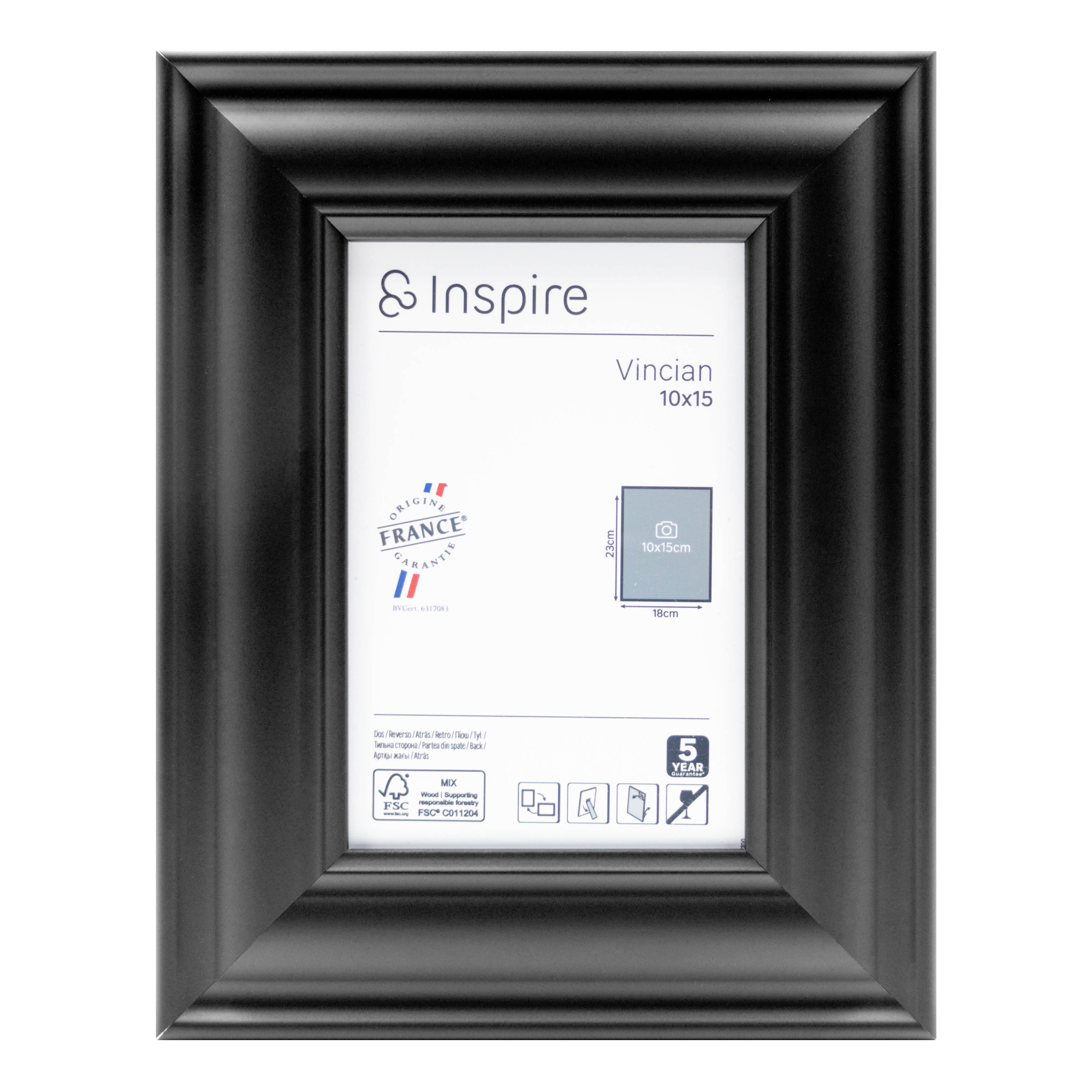 Cadre Vincian, H.15 x l.10 cm noir, INSPIRE | Leroy Merlin