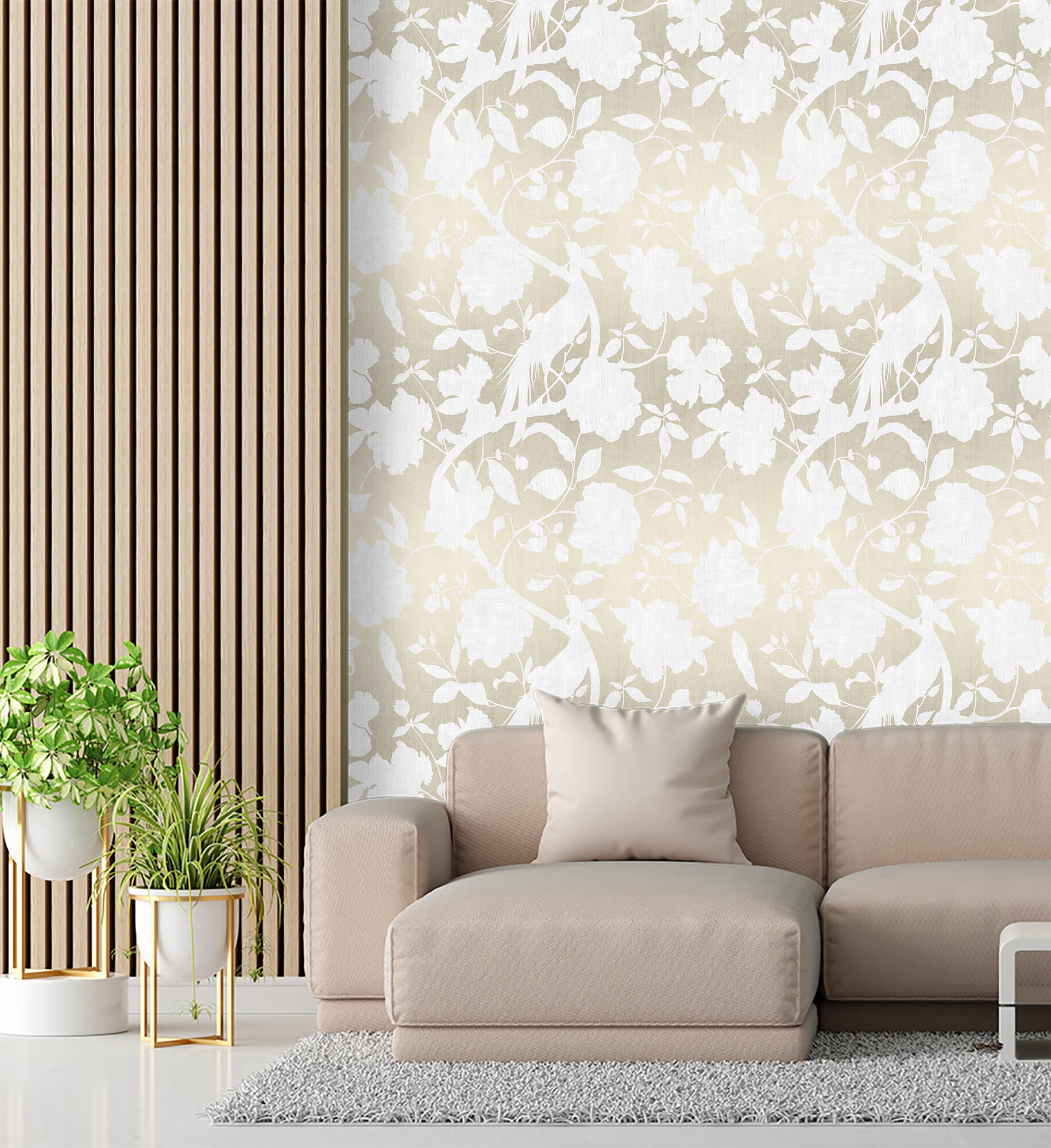 Papel pintado no tejido naturaleza Flor Perla amarillo | Leroy Merlin