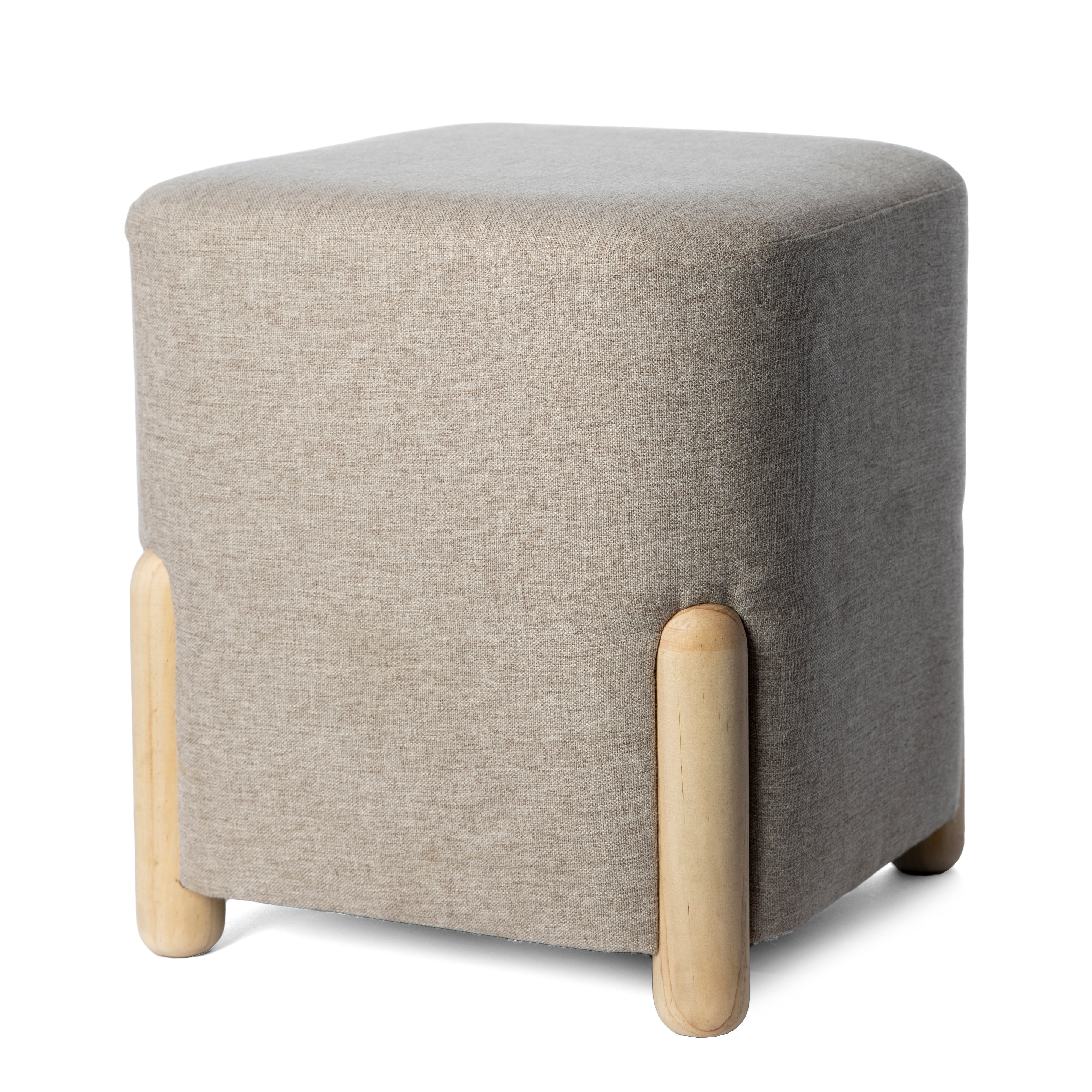 Puff decorativo cuadrado Cubo gris y madera 34x38x34cm | Leroy Merlin