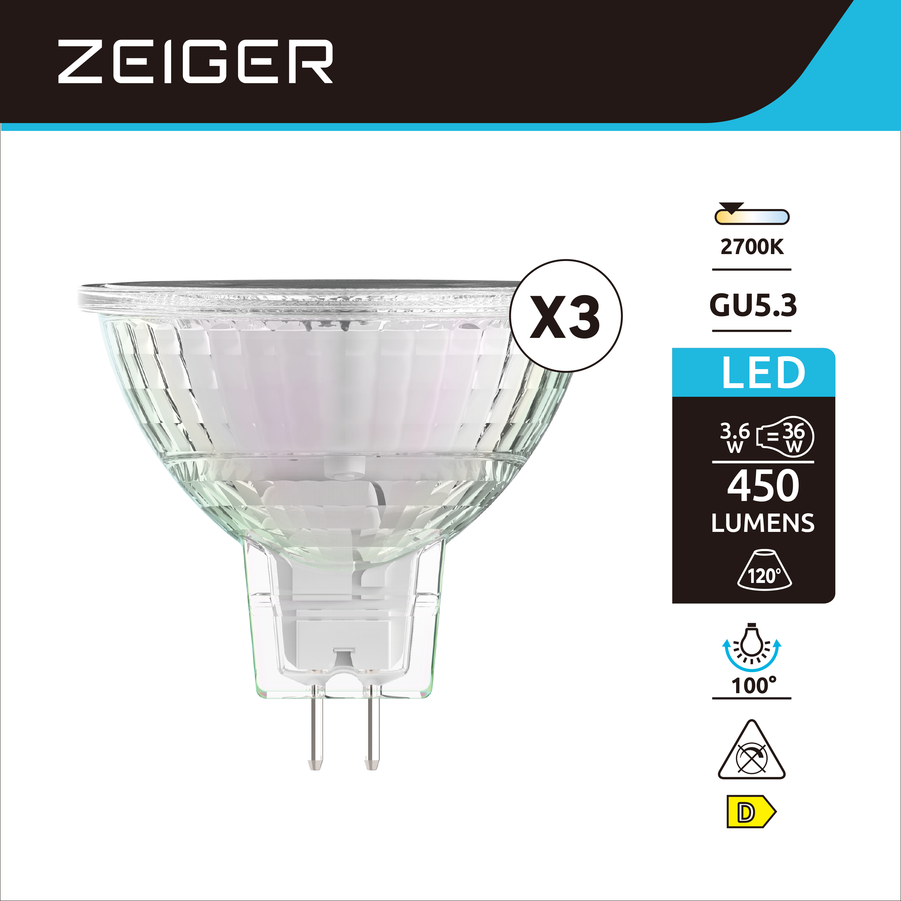 Ampoule LED GU5.3 2700K - ZEIGER | Bricoman