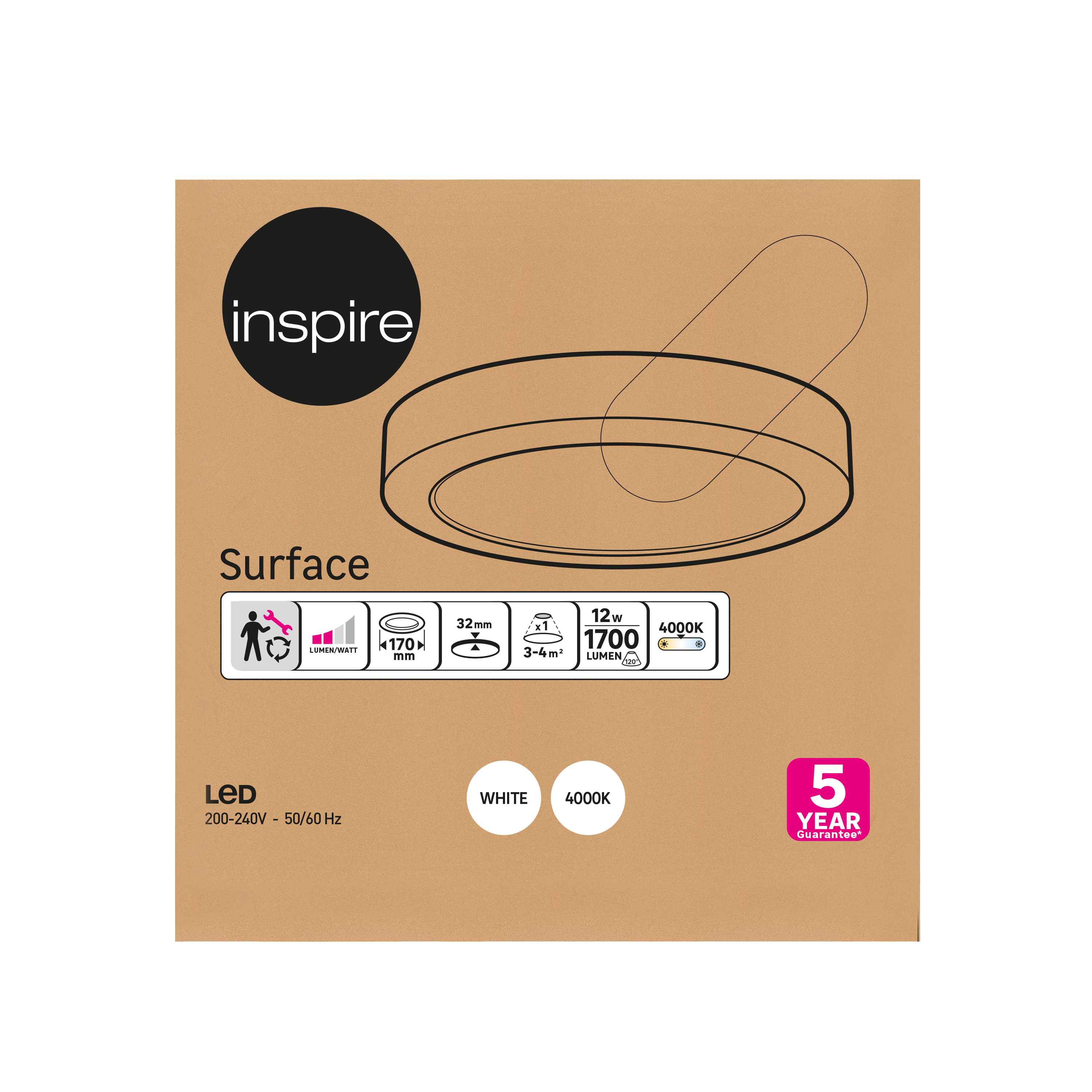 Foco LED redondo INSPIRE blanco 1700lm blanco neutro | Leroy Merlin