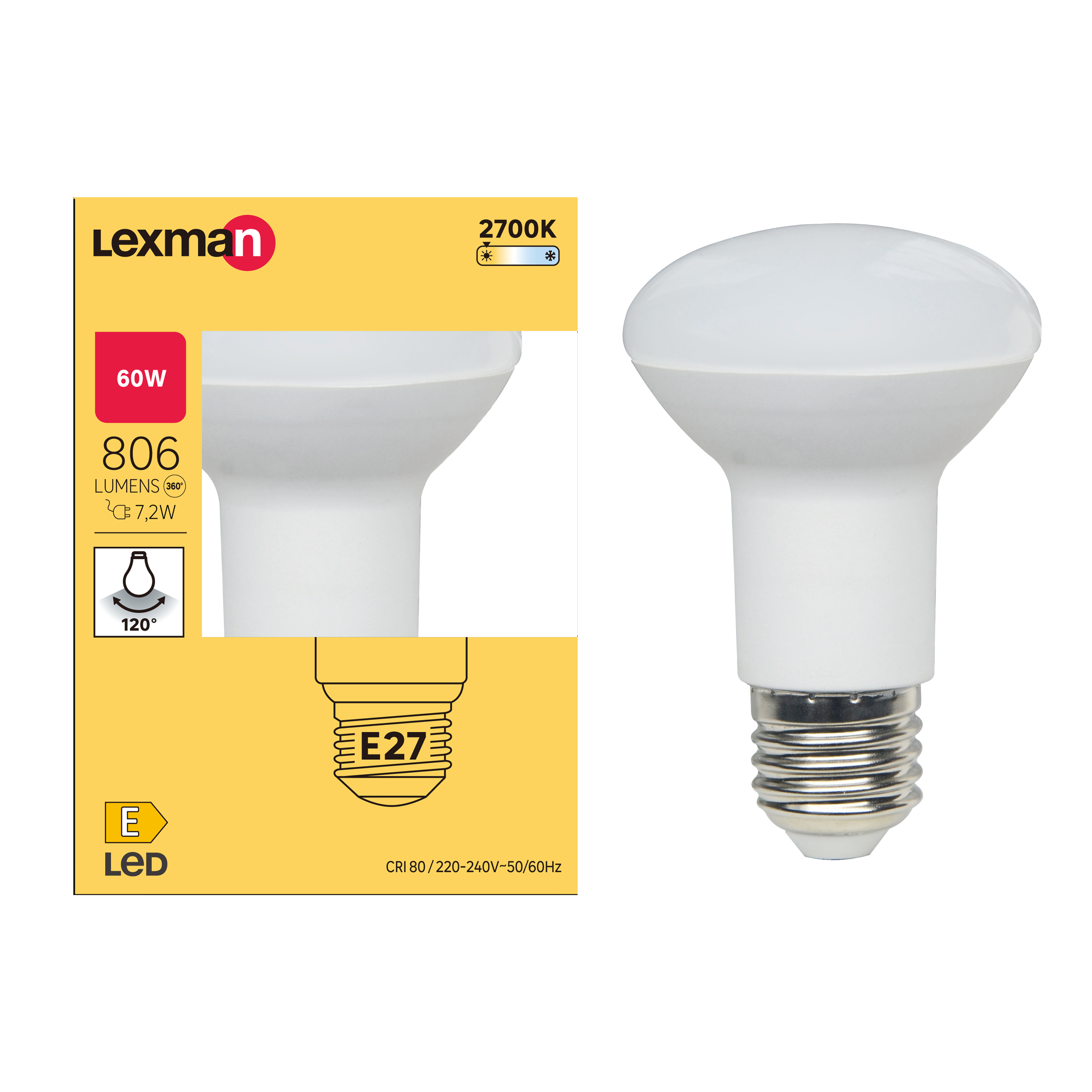 Bombilla LED R63 E27 806 lm blanco cálido Lexman | Leroy Merlin