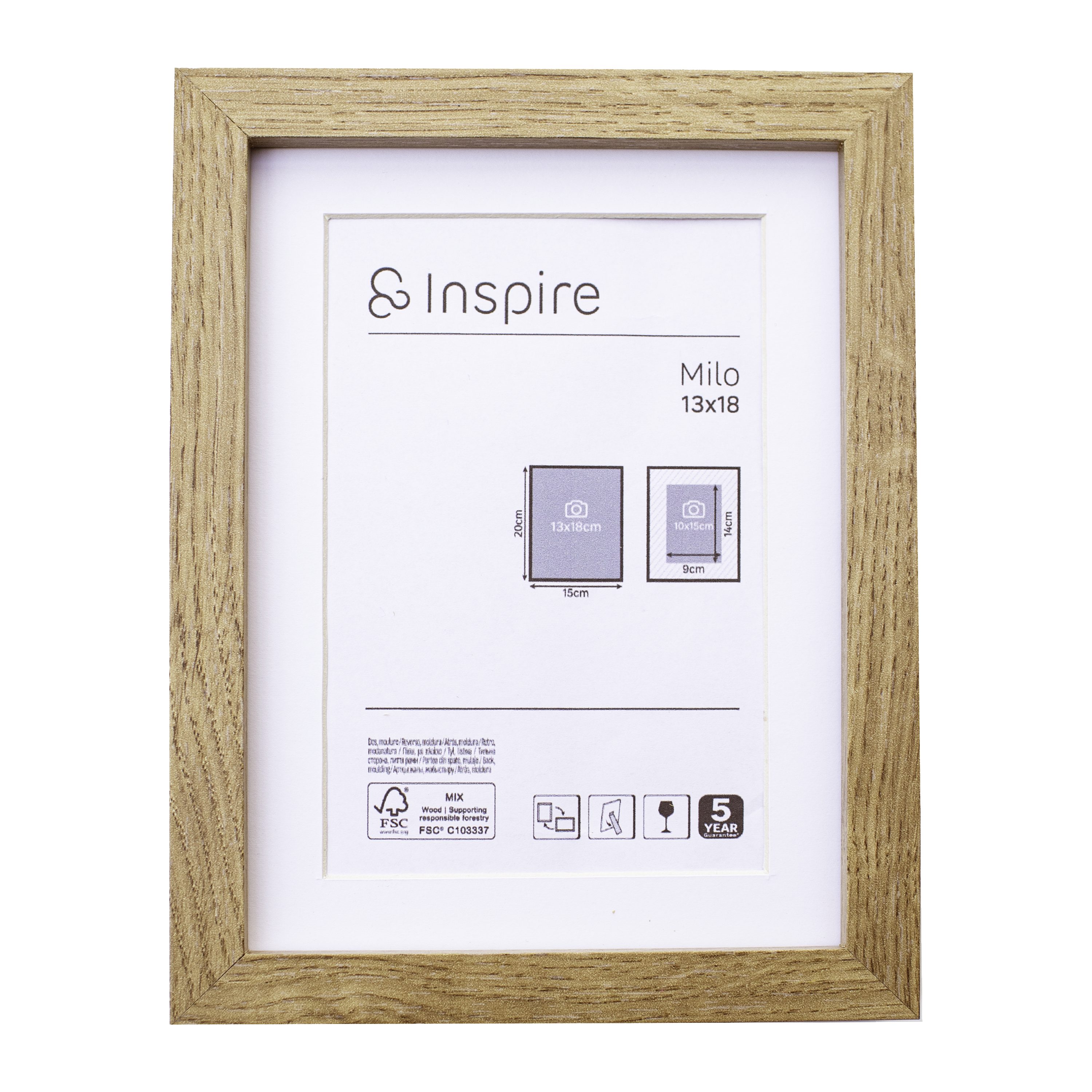 Rama na zdjęcie Milo 13 x 18 cm dąb new Inspire - Leroy Merlin