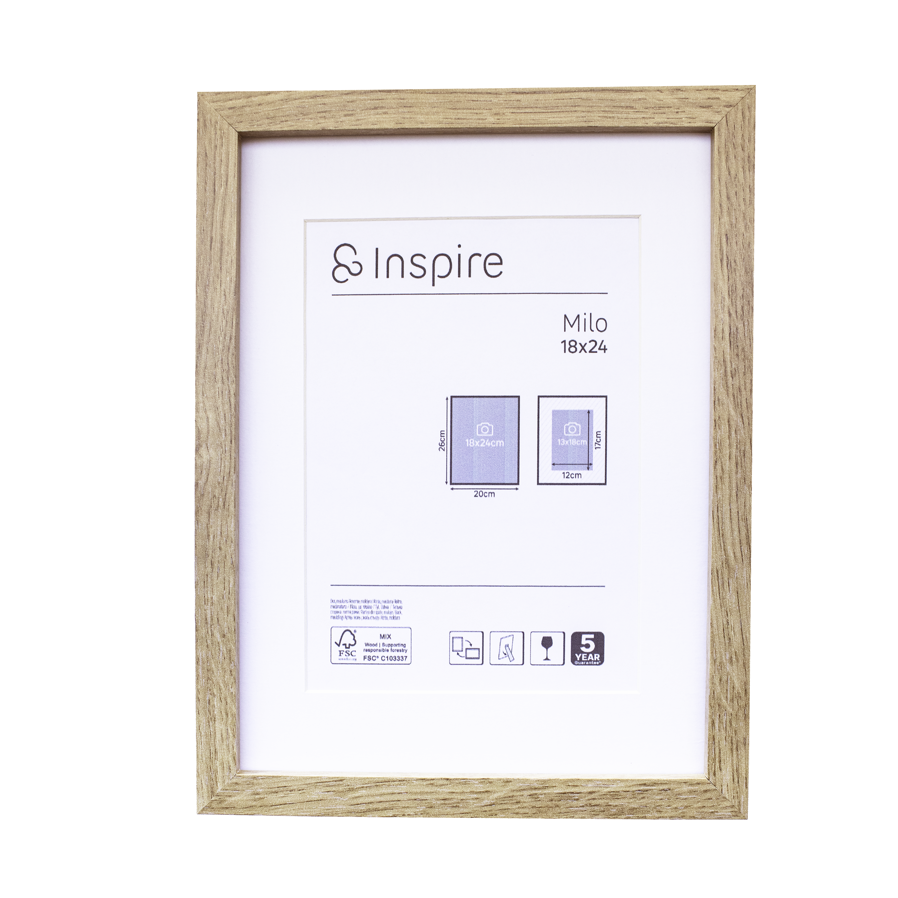 Cadre Milo, 18 x 24 cm marron, INSPIRE | Leroy Merlin