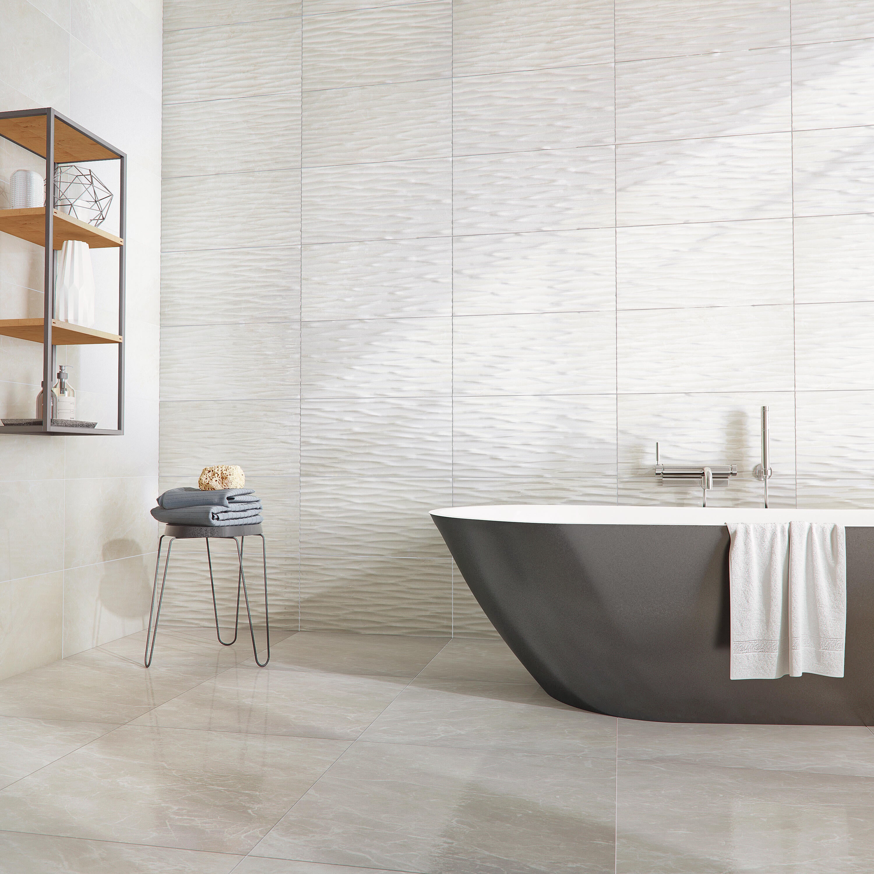 Carrelage mur intérieur effet relief/marbre beige Windsor l.30 x L.60 ...