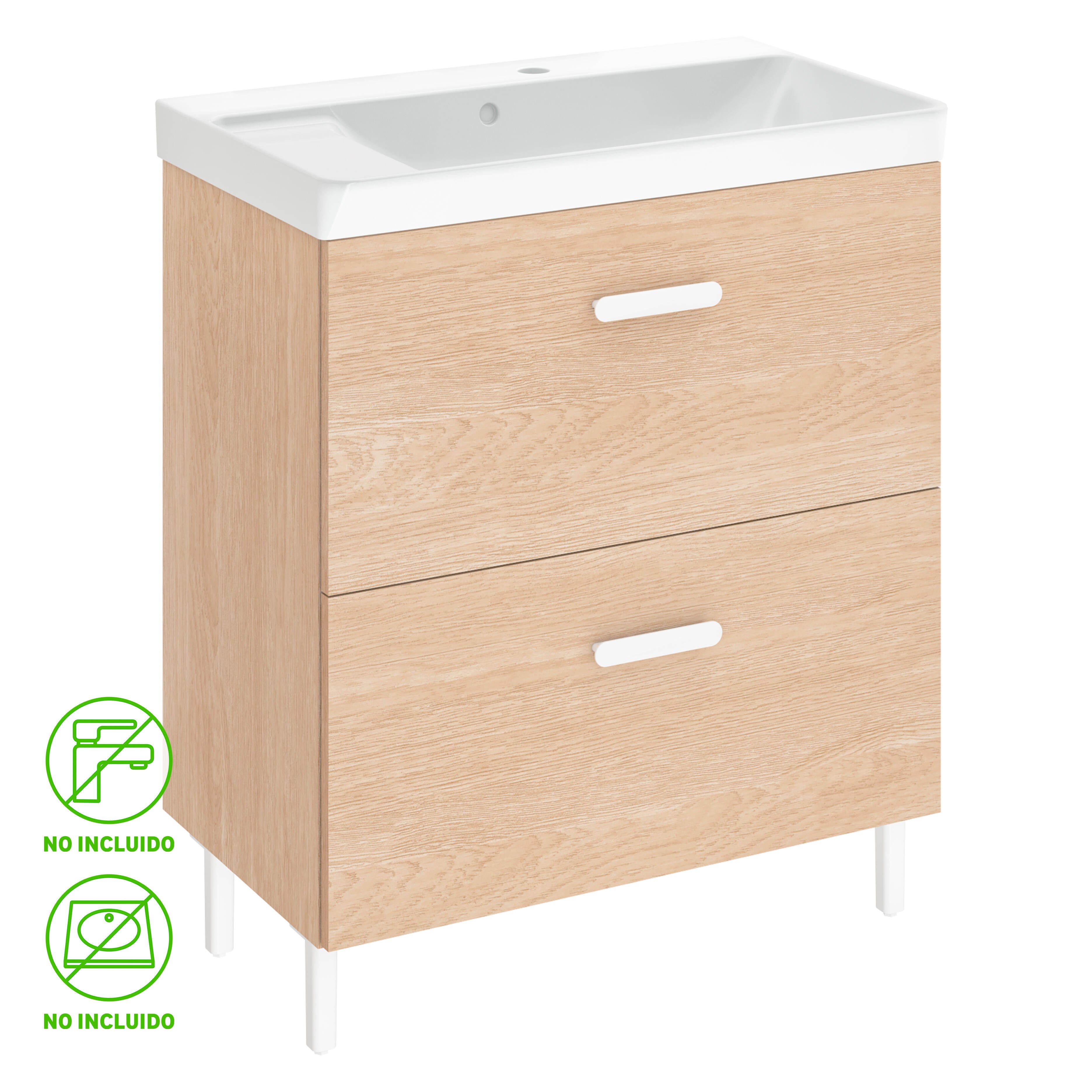 Mueble de baño Easy decoración roble natural 70x40 cm (lavabo no ...