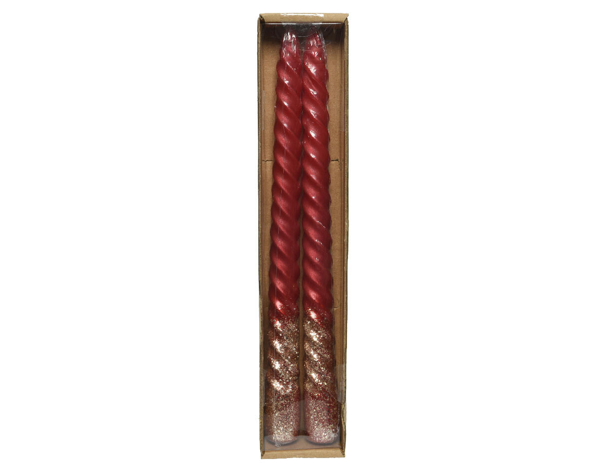 Bougie torsadé en cire rouge Noël Dia2.20X25Cm | Leroy Merlin