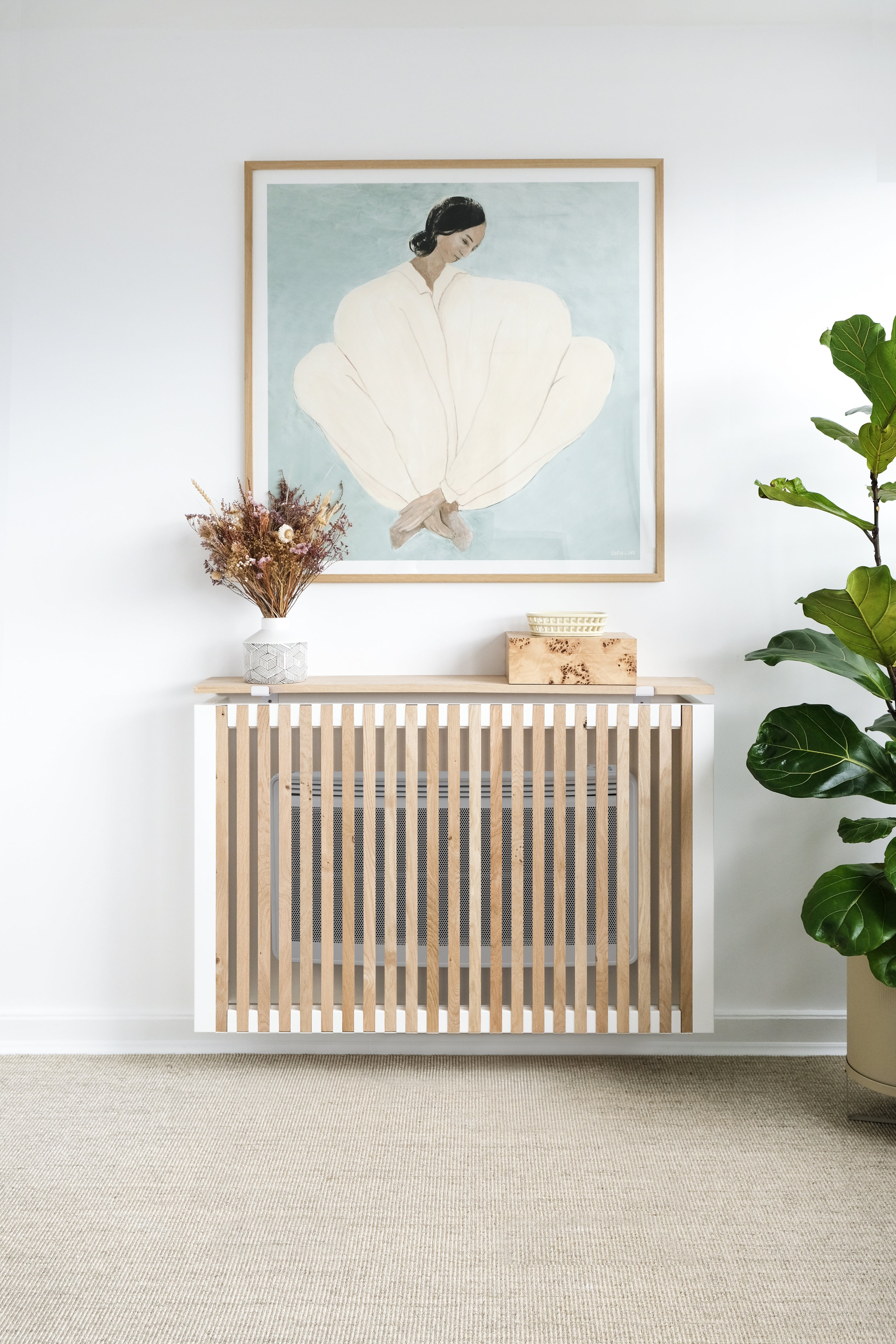 Cache-radiateur tasseaux 120 blanc sable | Leroy Merlin