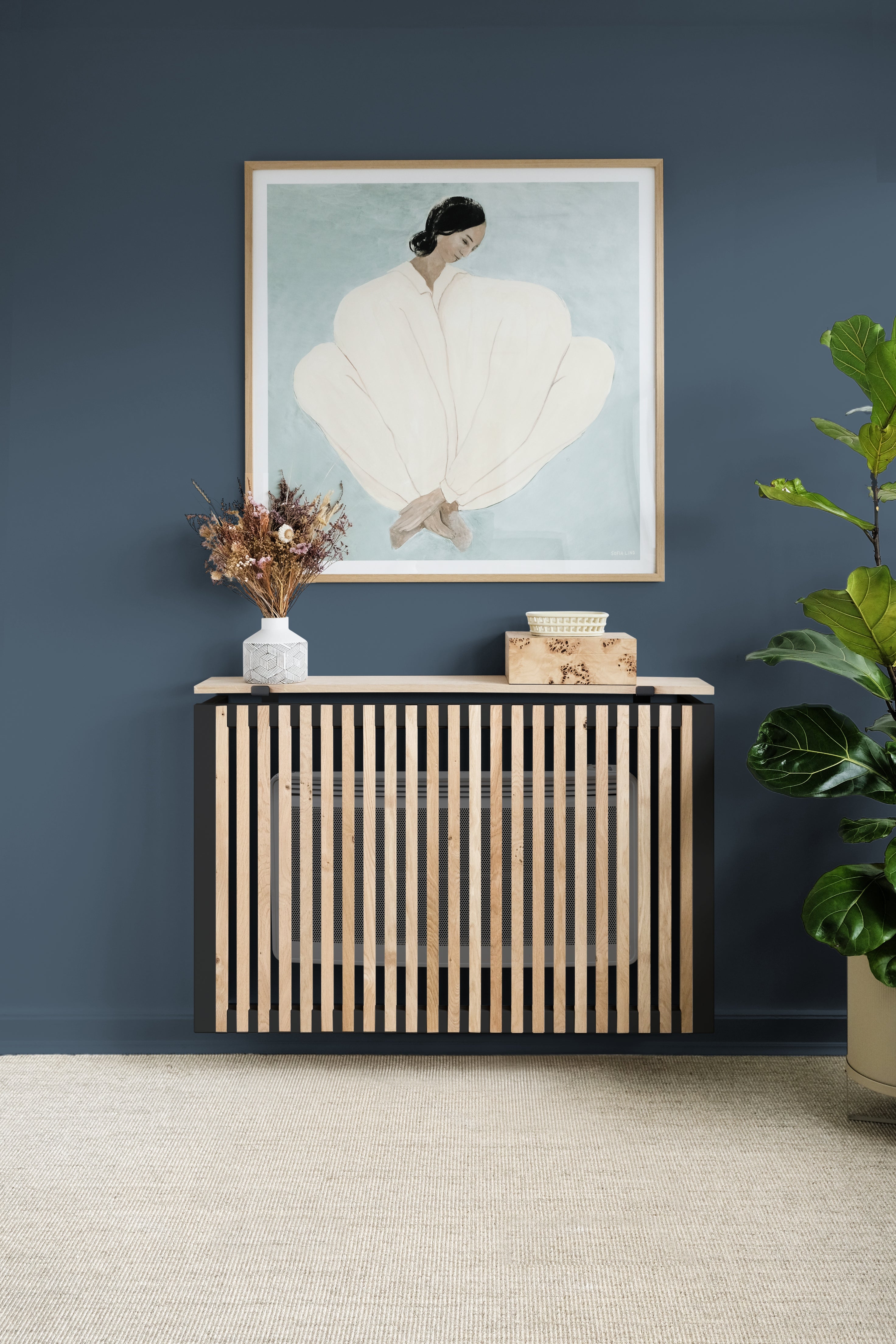 Cache-radiateur tasseaux 120 noir sable | Leroy Merlin