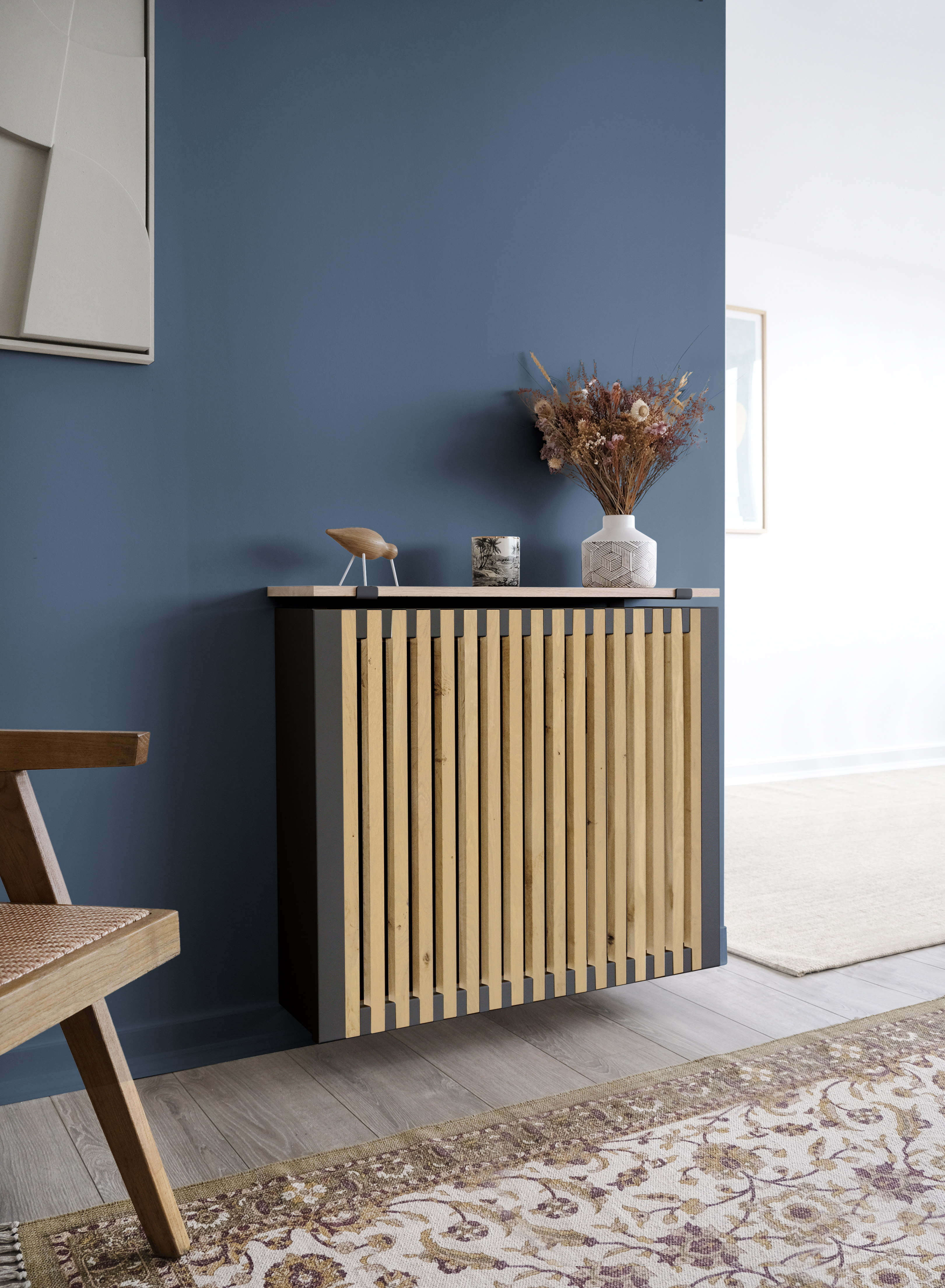 Cache-radiateur tasseaux 90 noir sable | Leroy Merlin