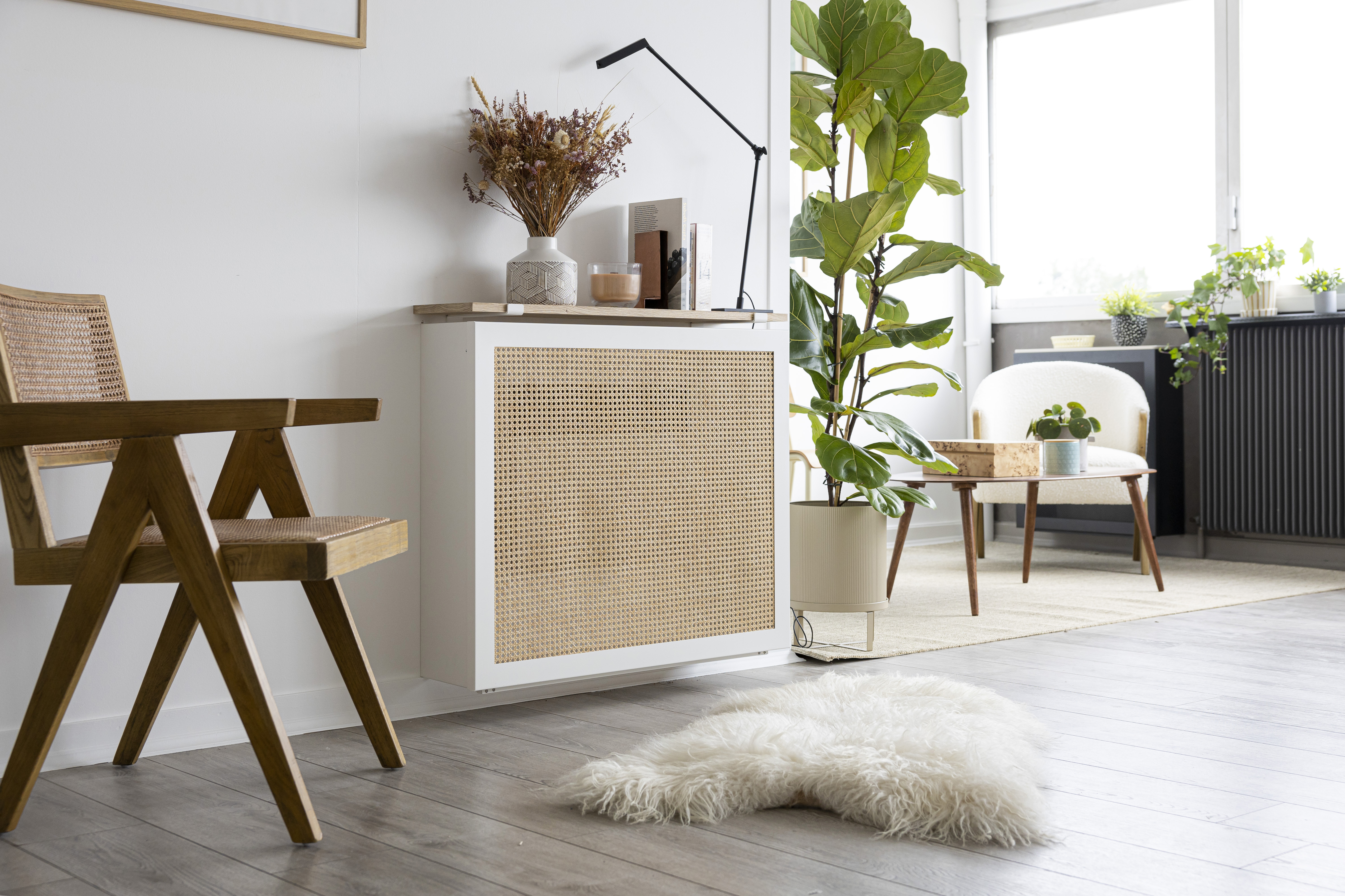 Cache-radiateur cannage 90 blanc sable | Leroy Merlin